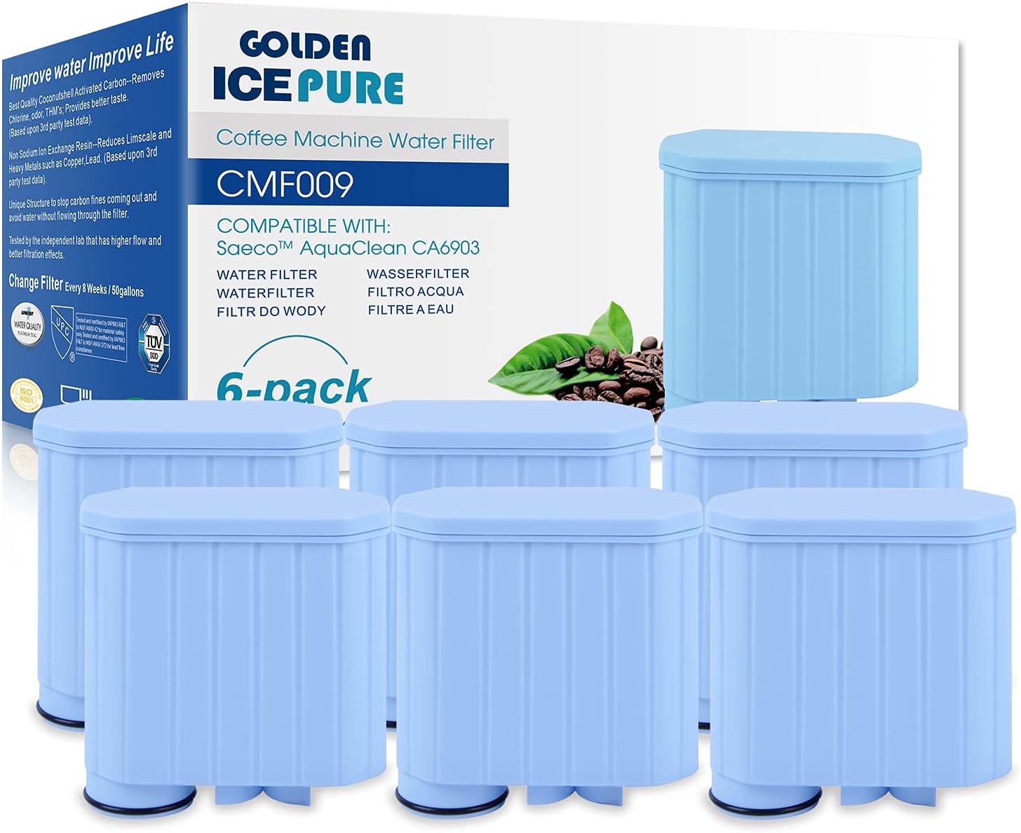 GOLDEN ICEPURE Wasserfilter Kaffeevollautomat für Philips Aqua Clean ...