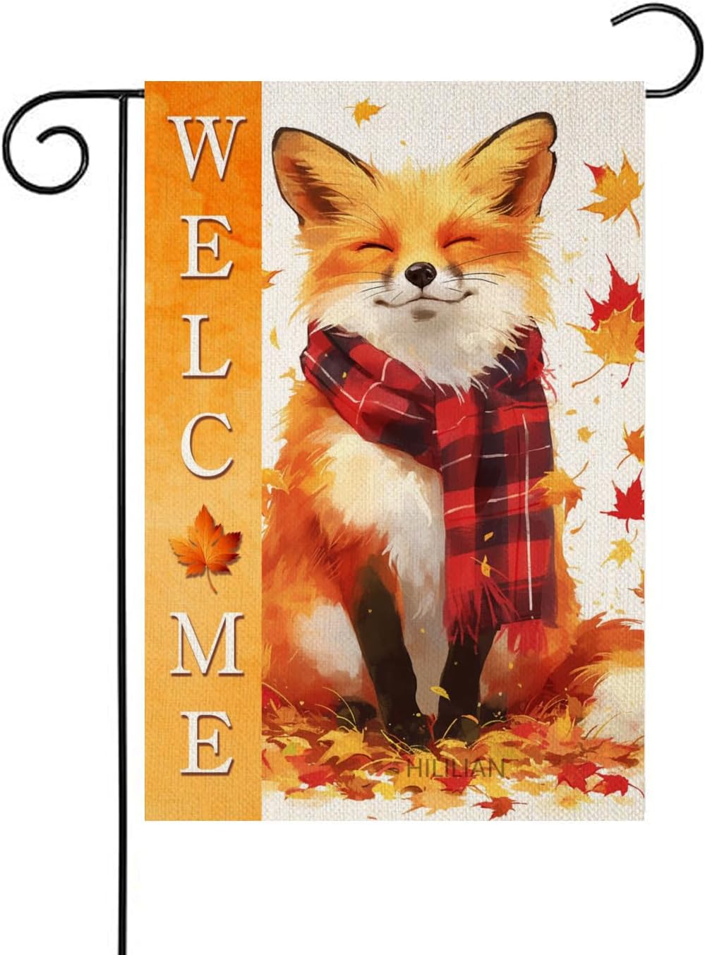 Amazon.com : HILILIAN Welcome Fox Fall Garden Flag Buffalo Plaid Check ...