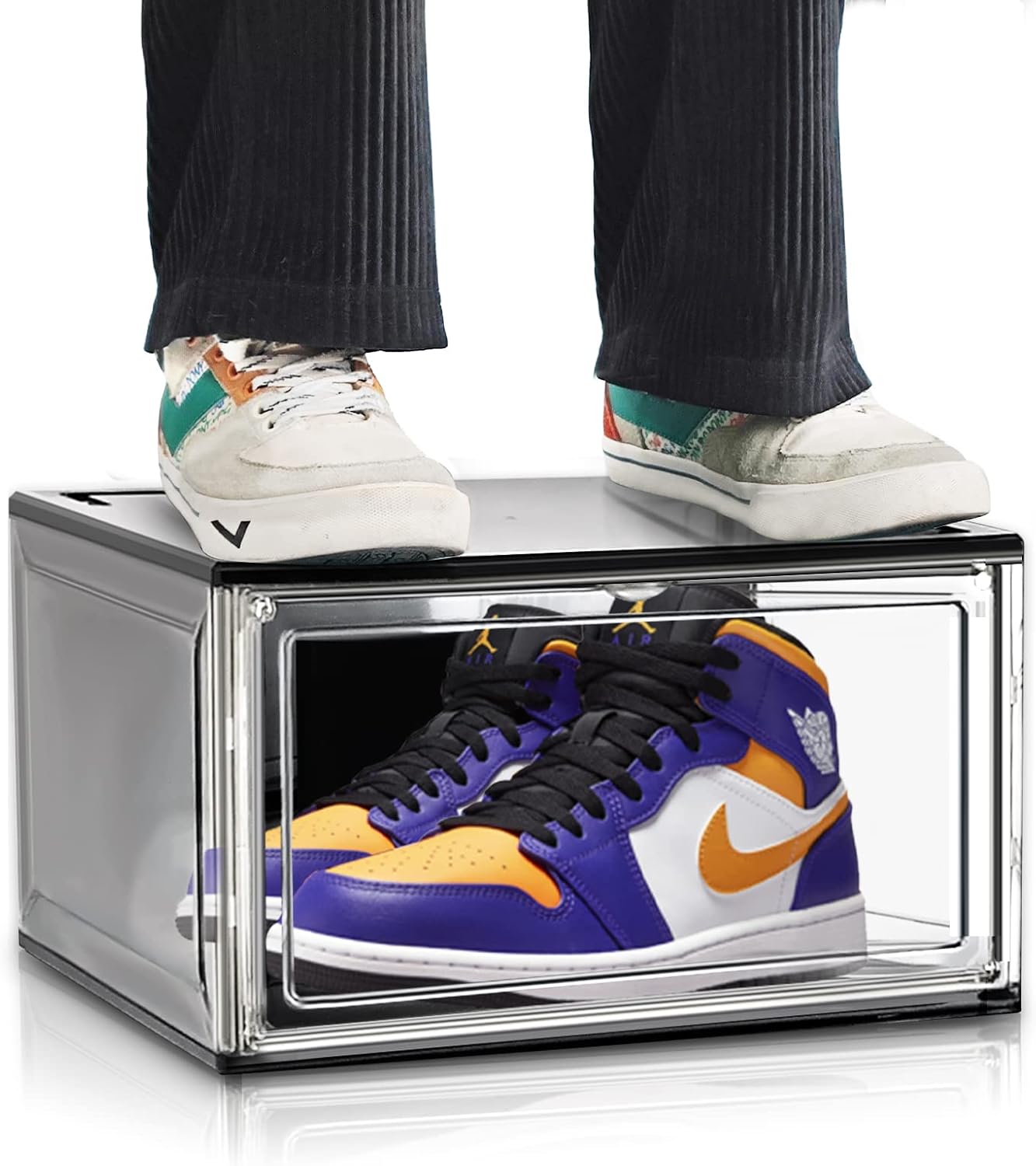 Amazon.com: EDS FAM Shoe Storage Box Crates Clear Plastic Stackable ...