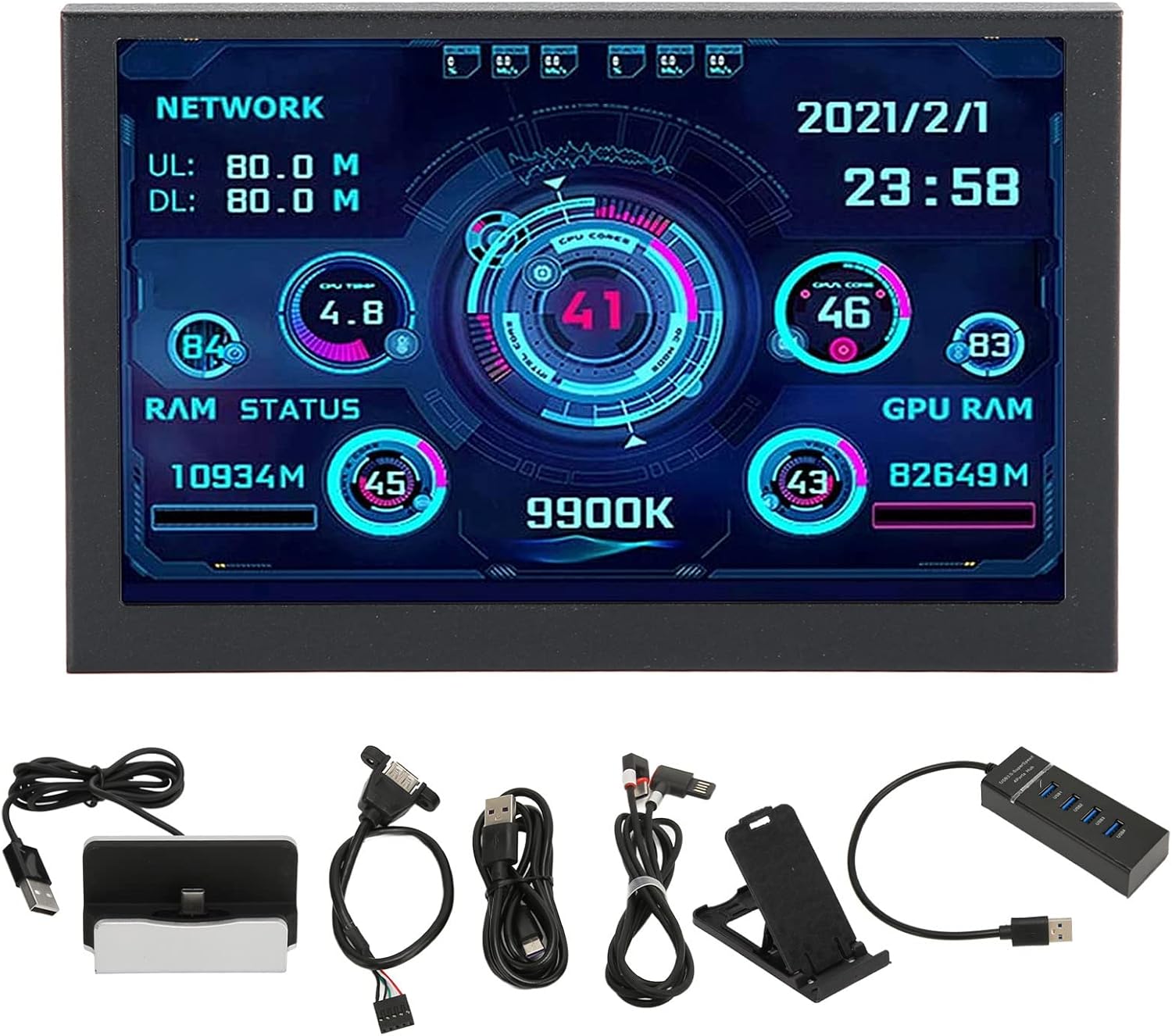 Amazon.com: 5 inch IPS USB Mini Screen, AIDA64 PC CPU RAM HDD Data Monitor Type C Computer ...