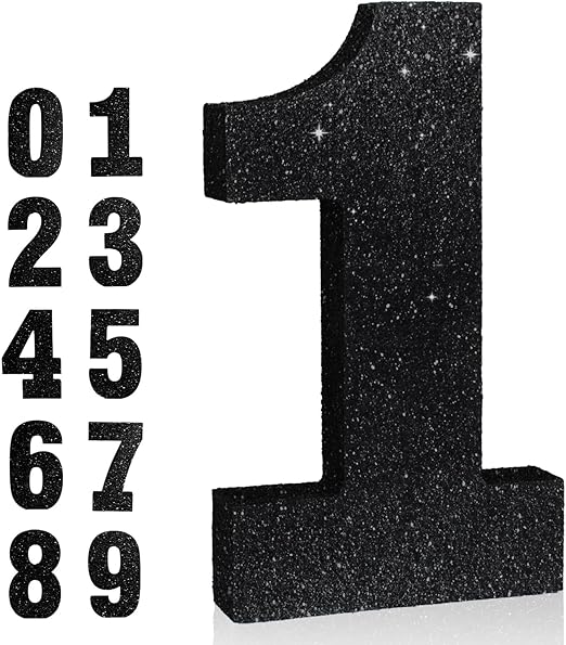 Amazon.com: TONIFUL 7.8 Inch Black Glitter Number 1 Table Centerpiece 0 ...