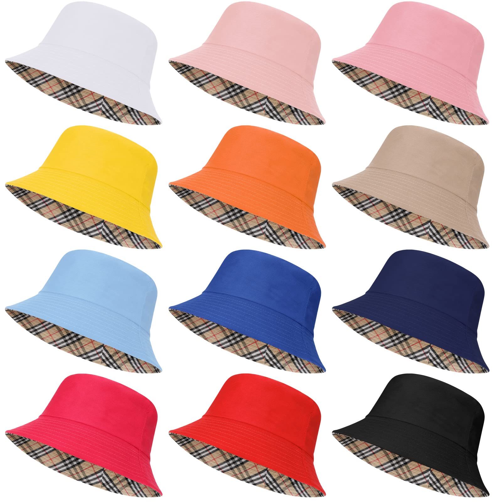 24 Pack Bucket Hat for Women Summer Travel Sun Beach Hats Packable ...