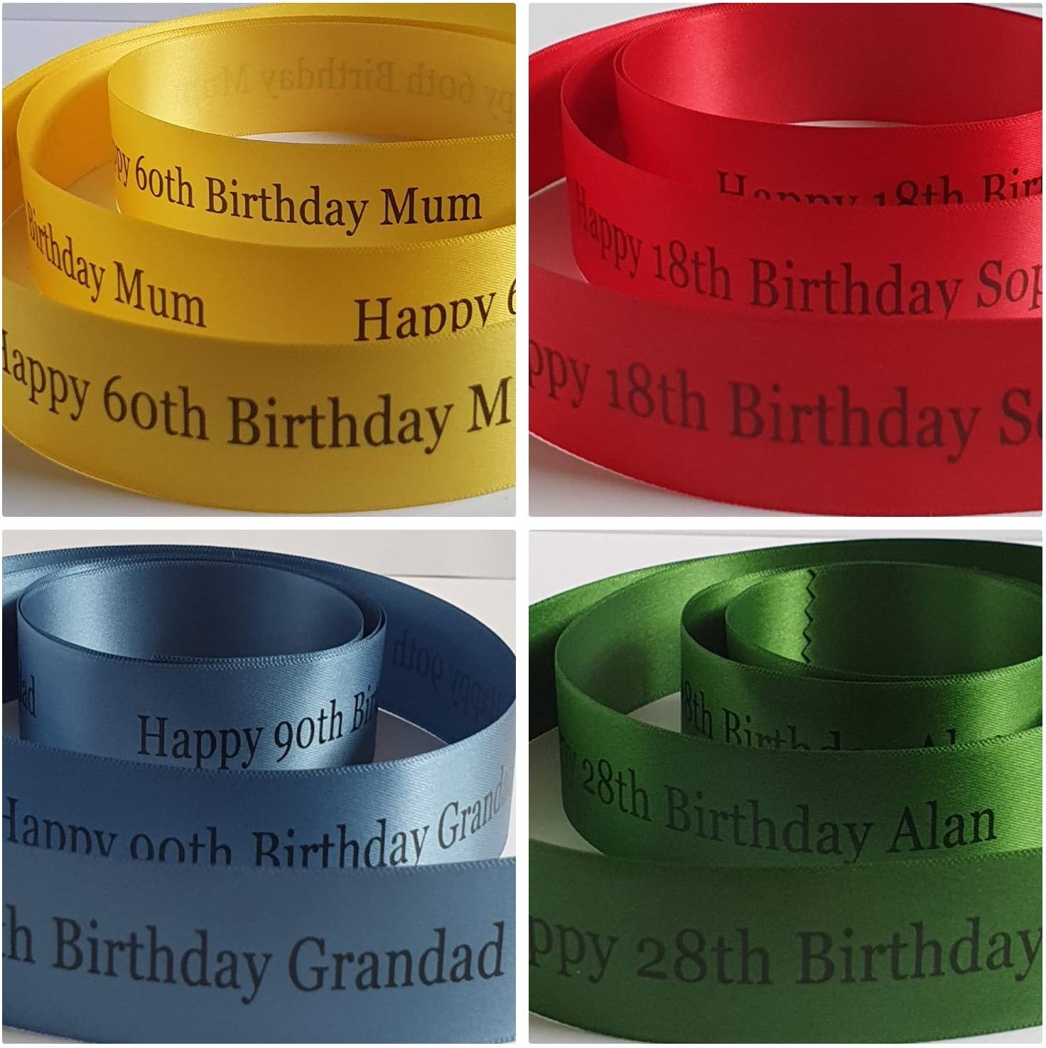 Happy Birthday Ribbon Any Age Any Name 25mm Satin Ribbon Cake Ribbon ...