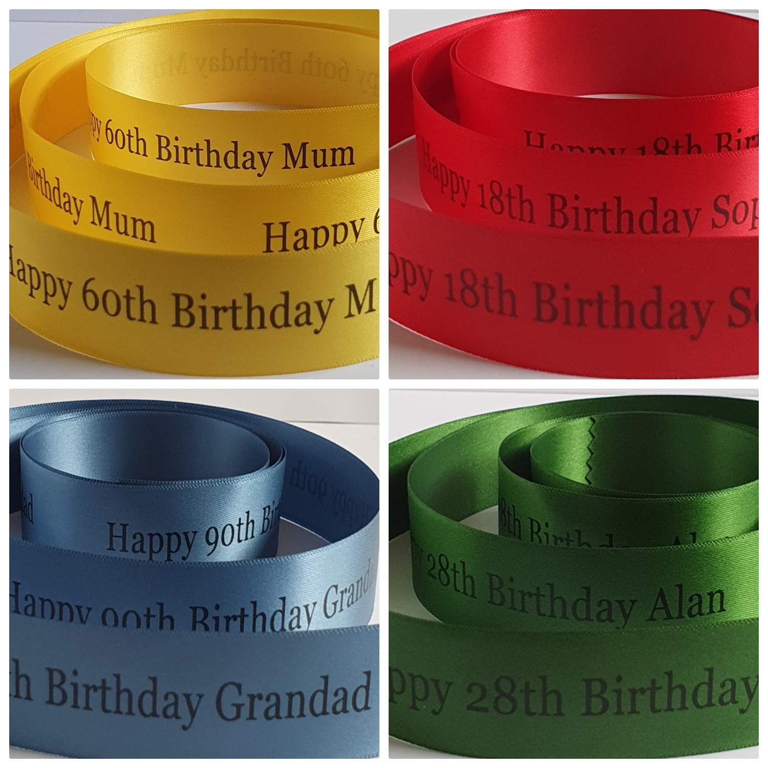 Happy Birthday Ribbon Any Age Any Name 25mm Satin Ribbon Cake Ribbon ...
