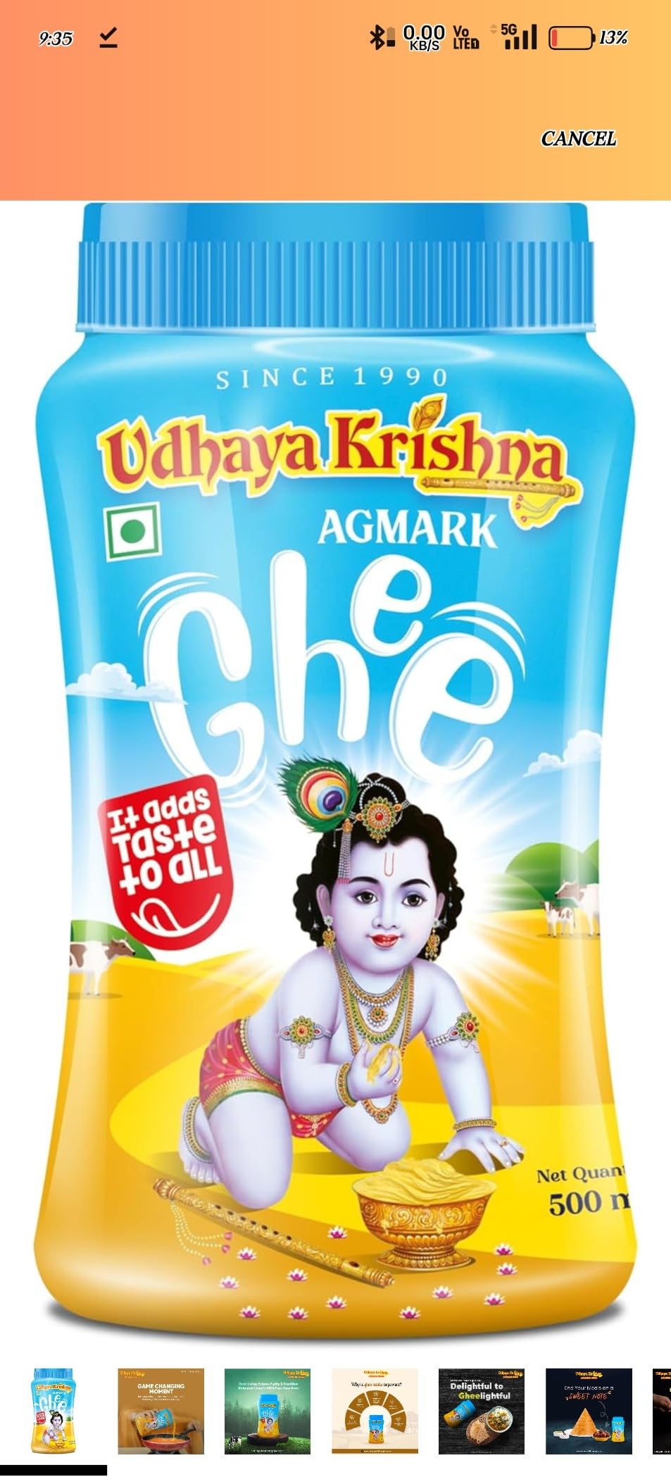 Udhaya Krishna GHEE 1 Litre (Pack of 1) | Authentic and Traditional ...