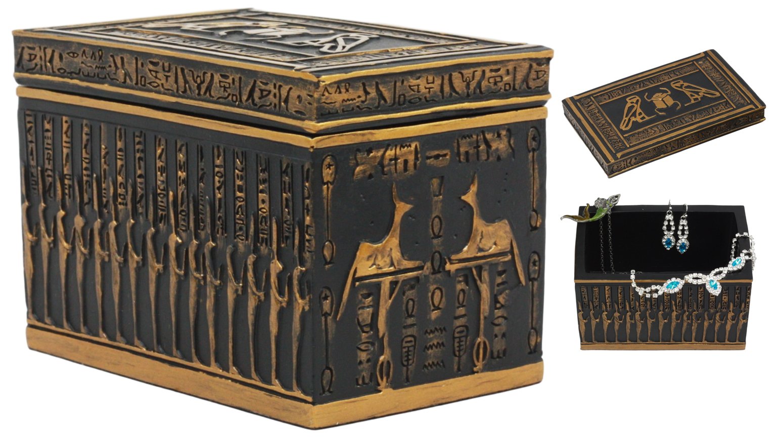 Buy Ebros Ancient Gods Of Egypt ab With Twin Falcon Secret Jewelry Box ...