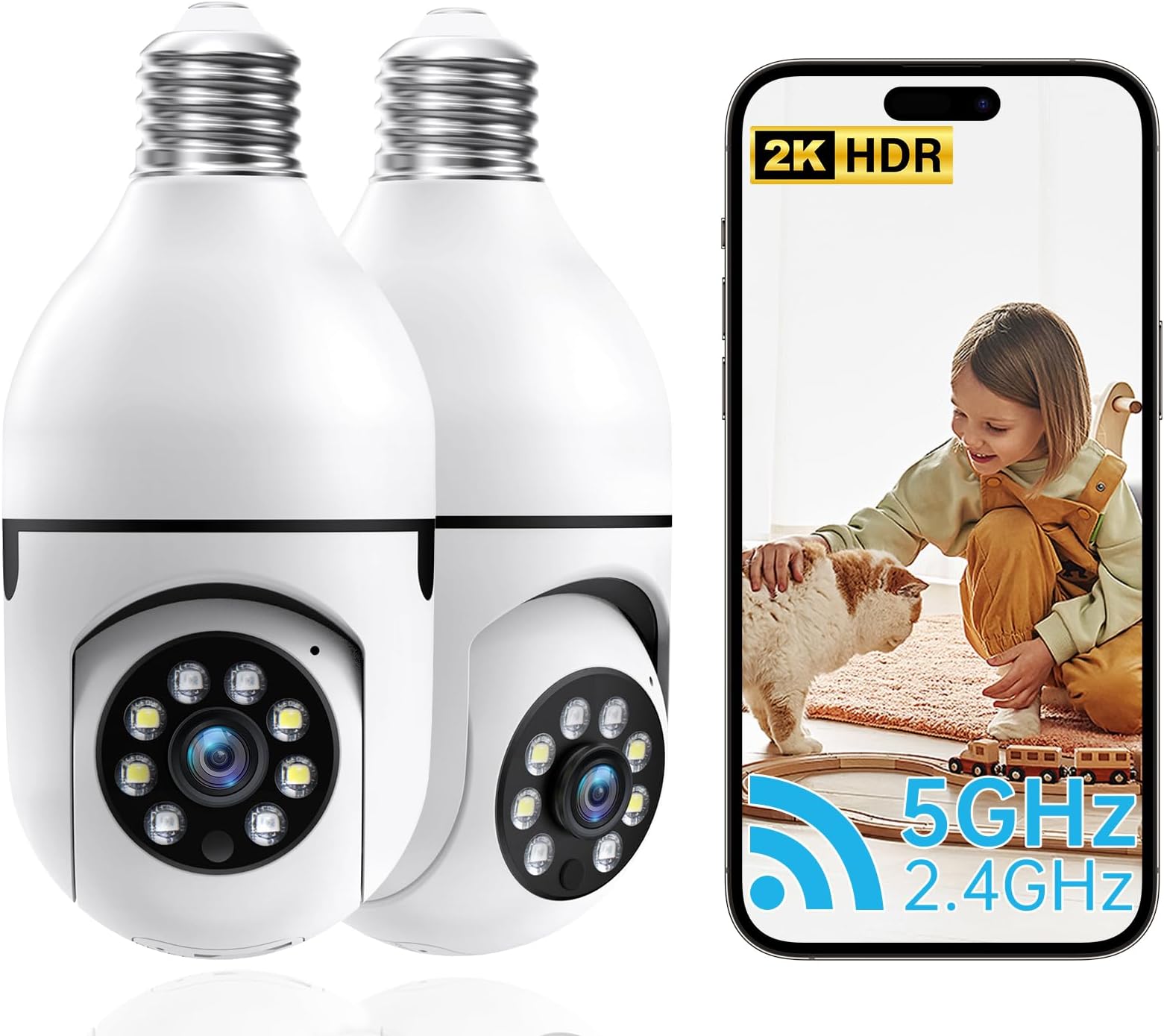 Amazon.com : SYMYNELEC Light Bulb Security Camera Outdoor Waterproof 2 ...