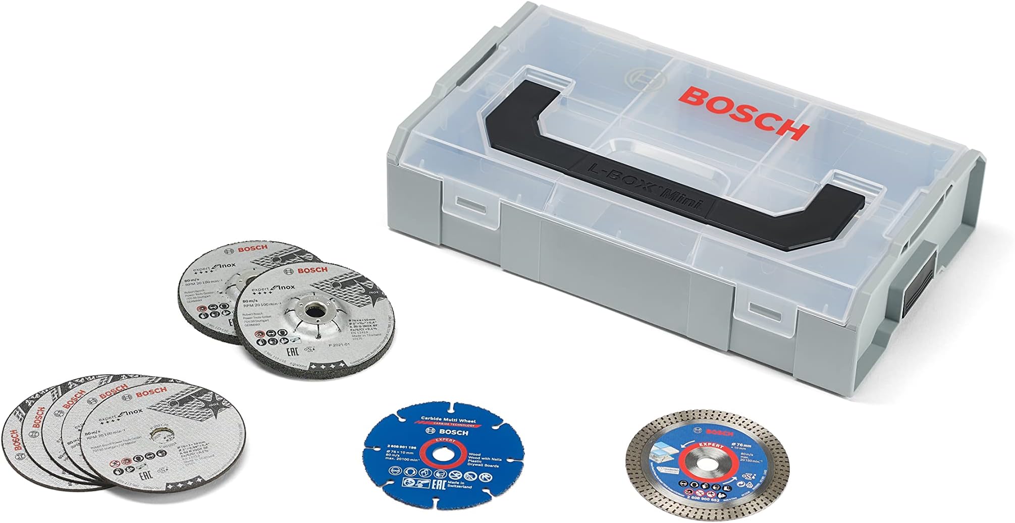 Bosch Professional 9 pièces 76mm-Disc Set + mini L-Boxx (pour GWS-12V ...