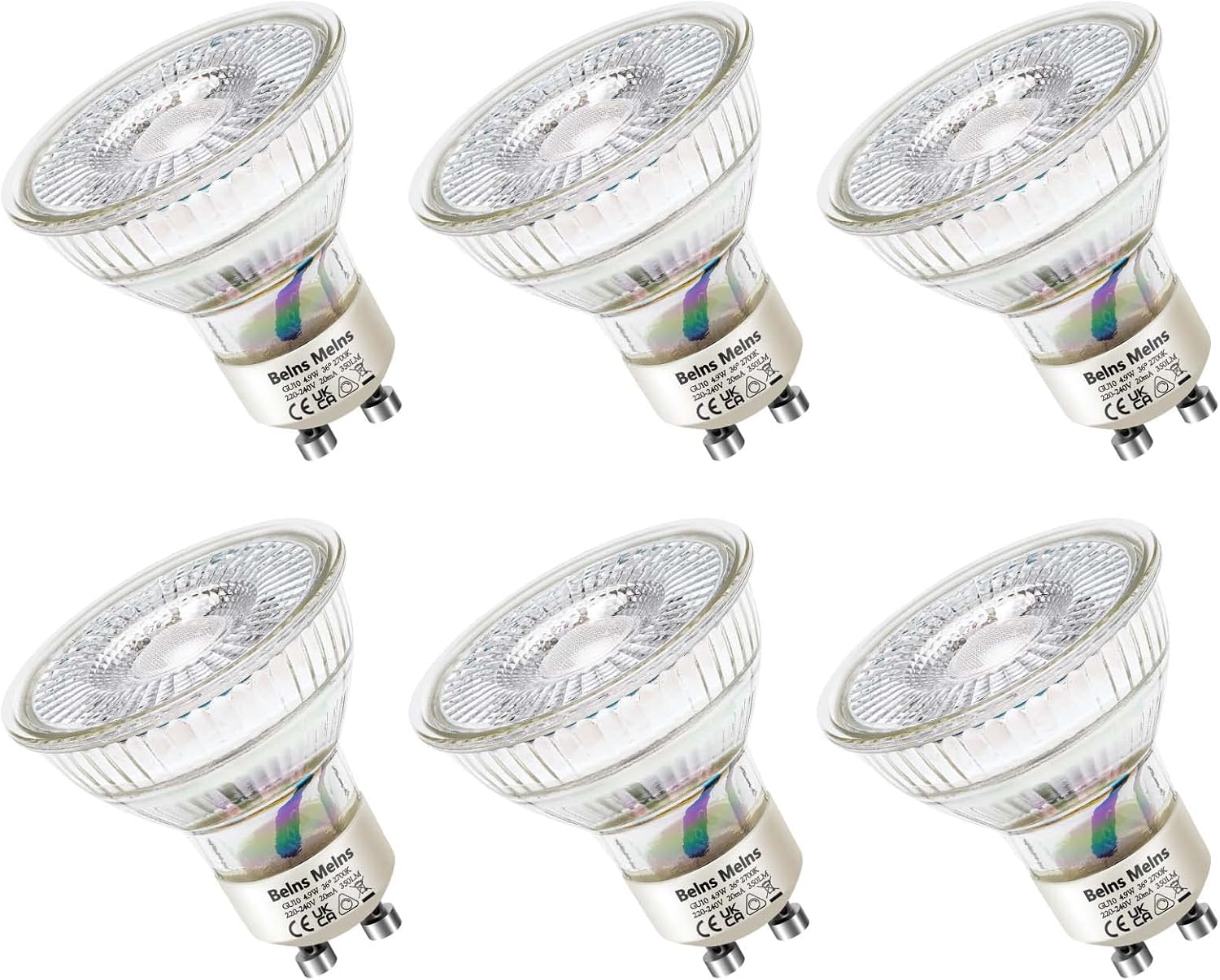 GU10 LED Spotlight Bulbs Dimmable, Warm White 2700K, 50W Halogen Bulb ...
