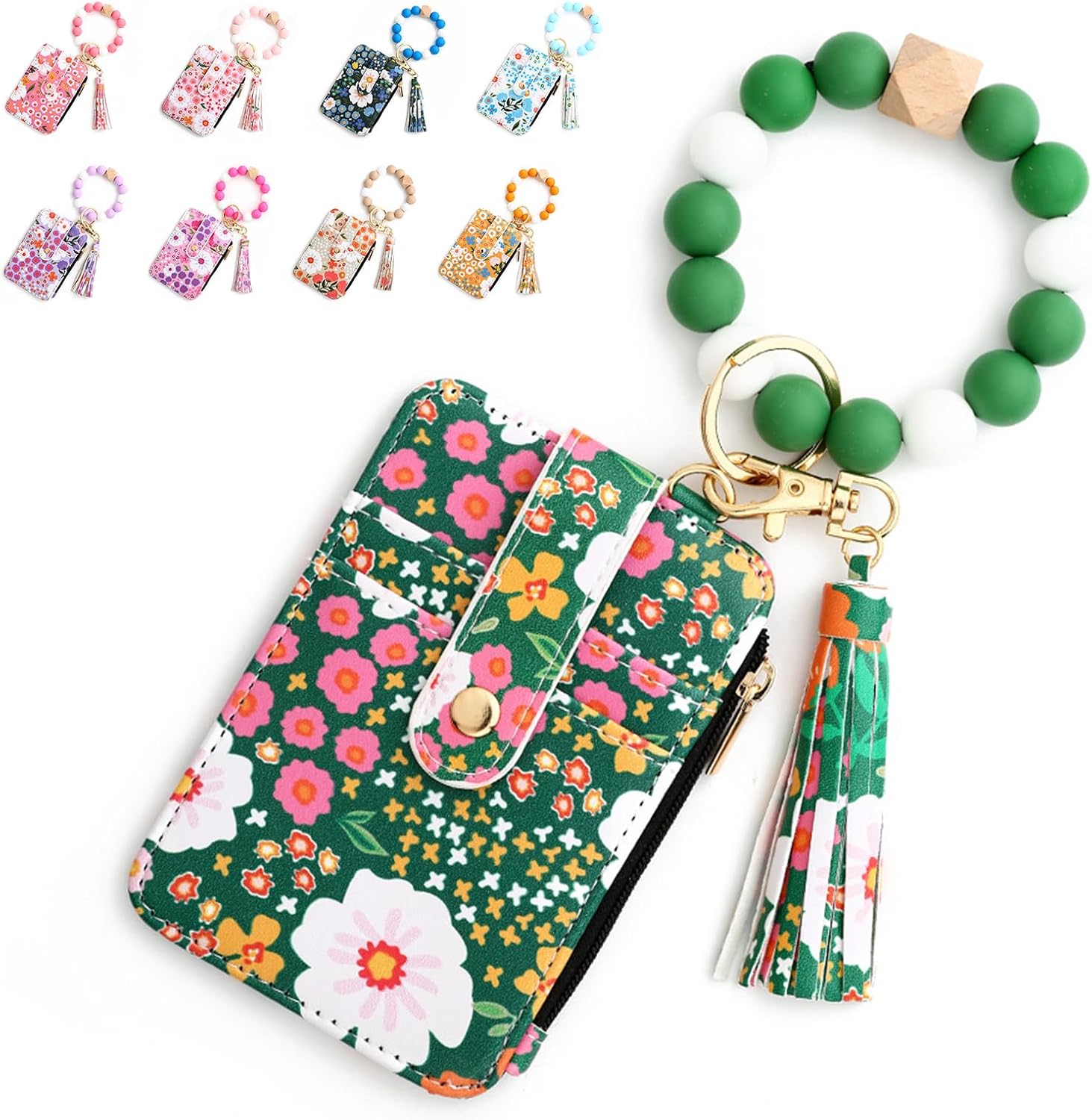 Amazon.com: Wristlet Bracelet Keychain Credit Card Holder Purse, Zip ...