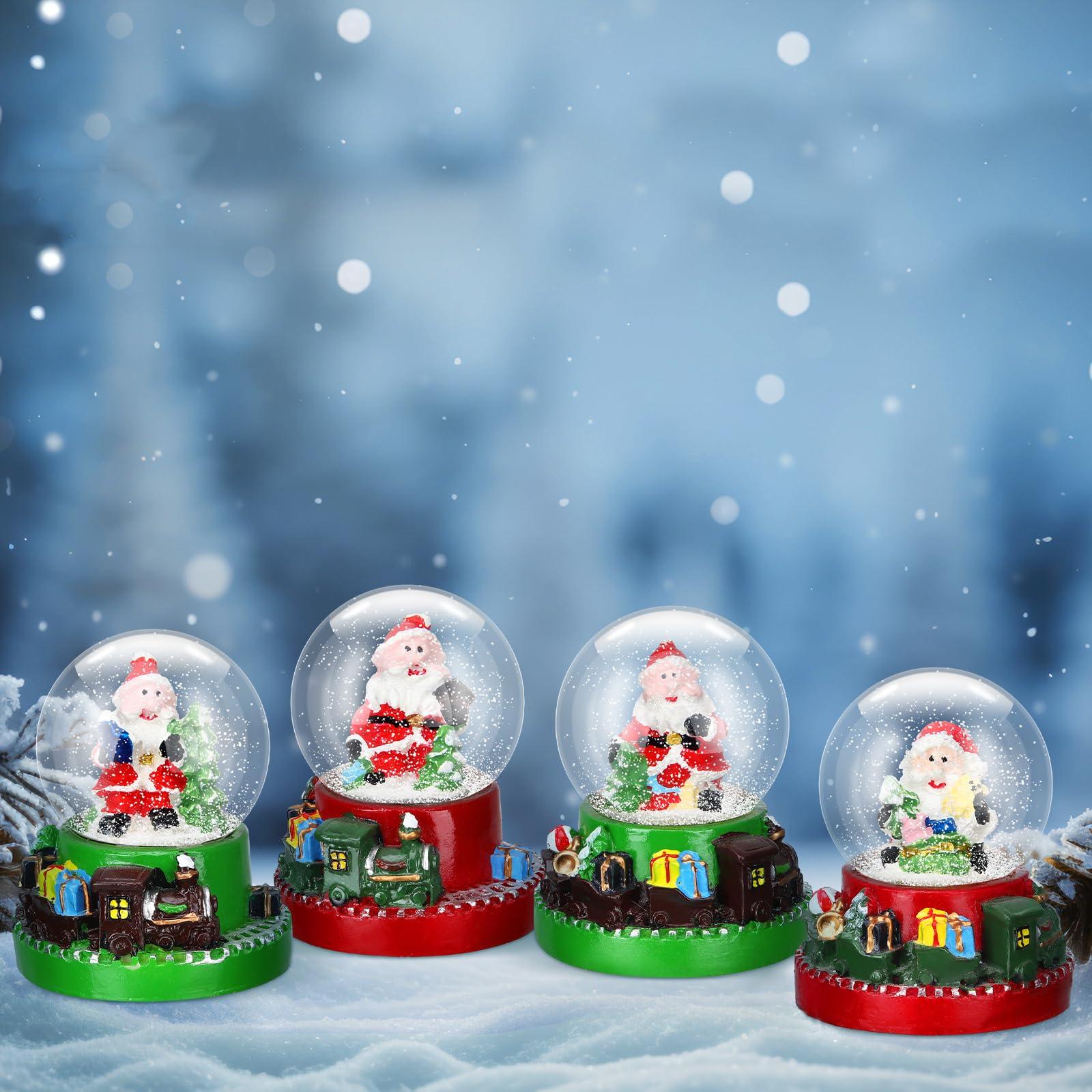 Amazon.com: Suclain 4 Pcs 1.8 Inch Christmas Snow Globe Santa Claus ...