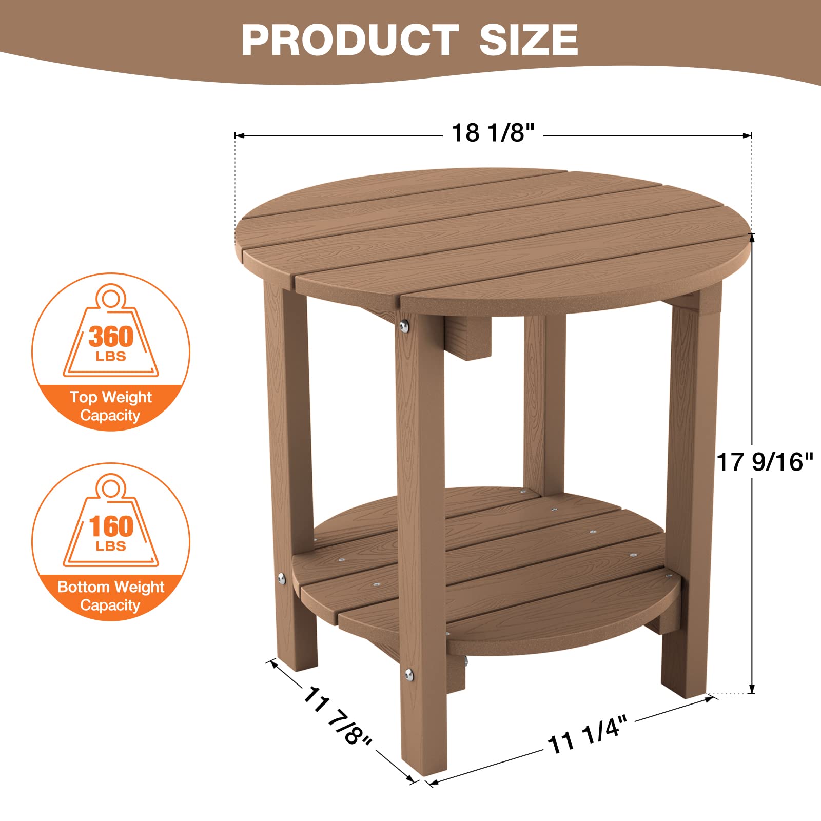 Snapklik.com : Adirondack Side Table Set Of 2, 18" Double Outdoor Side ...