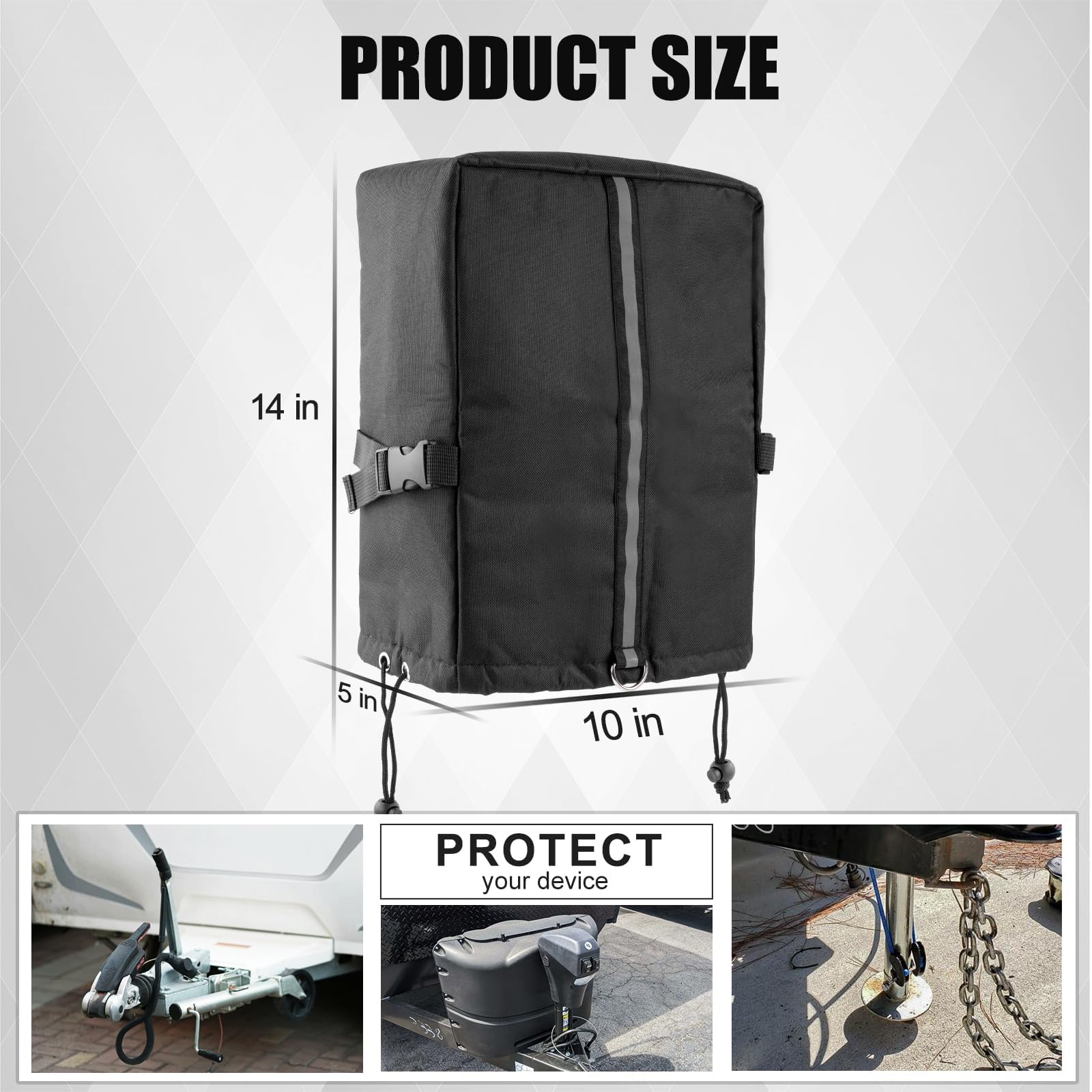 Snapklik.com : RV Tongue Jack Cover, Electric Trailer Jack Cover, 600D ...