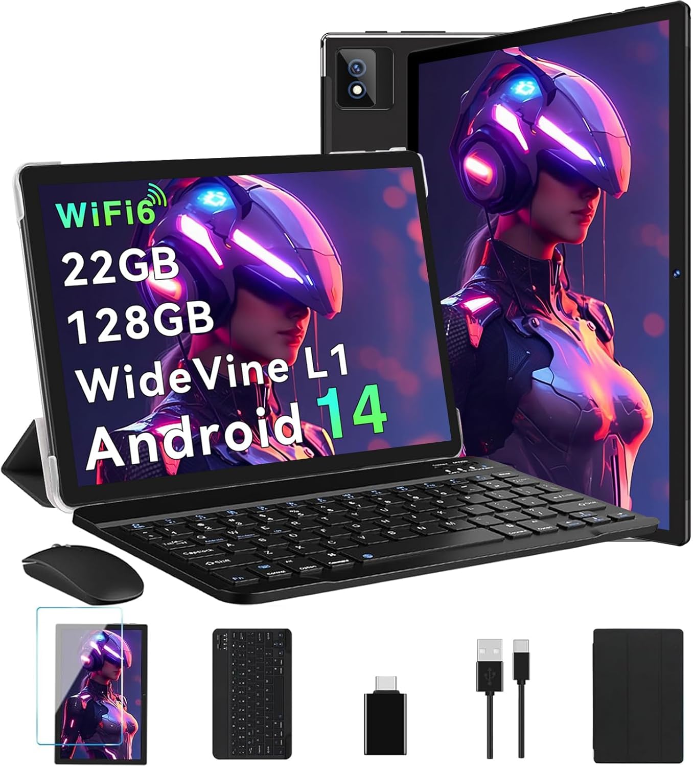 2025 Newest Tablet 10 inch Android 14 AI Tablets, 22GB+128GB, Octa-Core ...