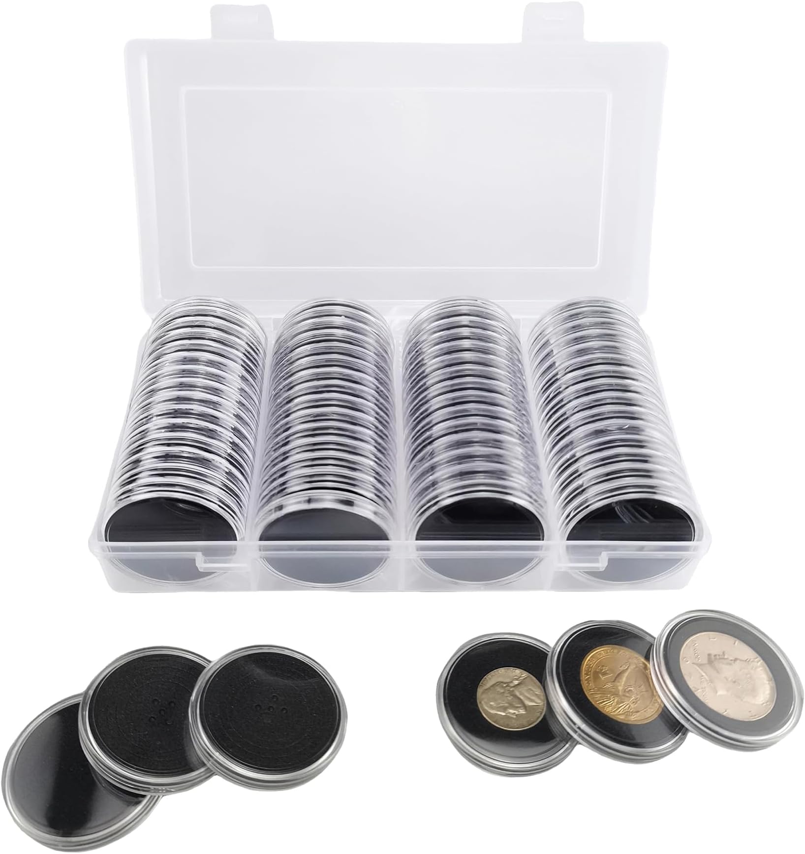 Amazon.com : Umiserhoo 41mm Clear Coin Capsules with Adjustable Black ...