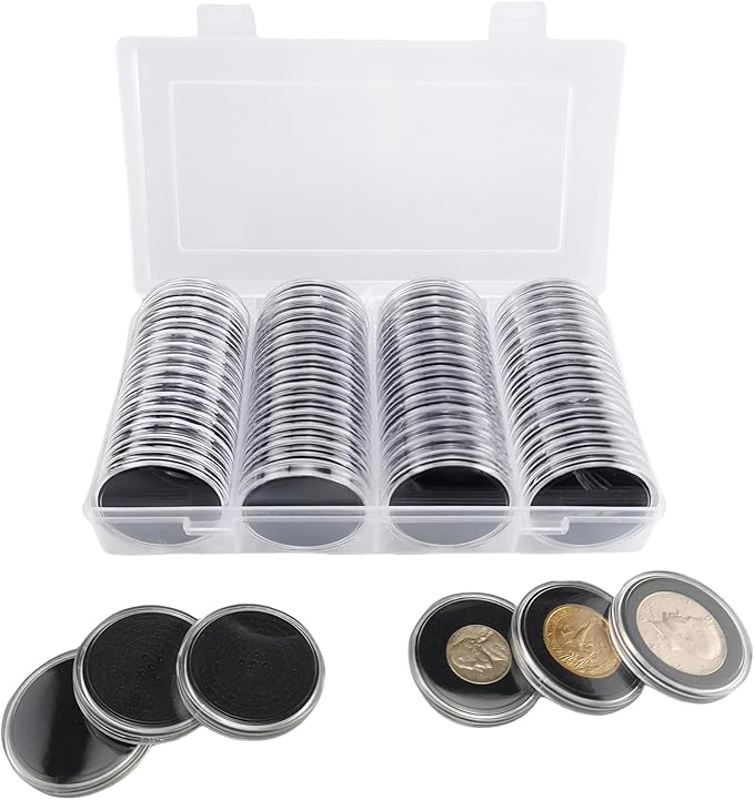 Amazon.com : Umiserhoo 41mm Clear Coin Capsules with Adjustable Black ...