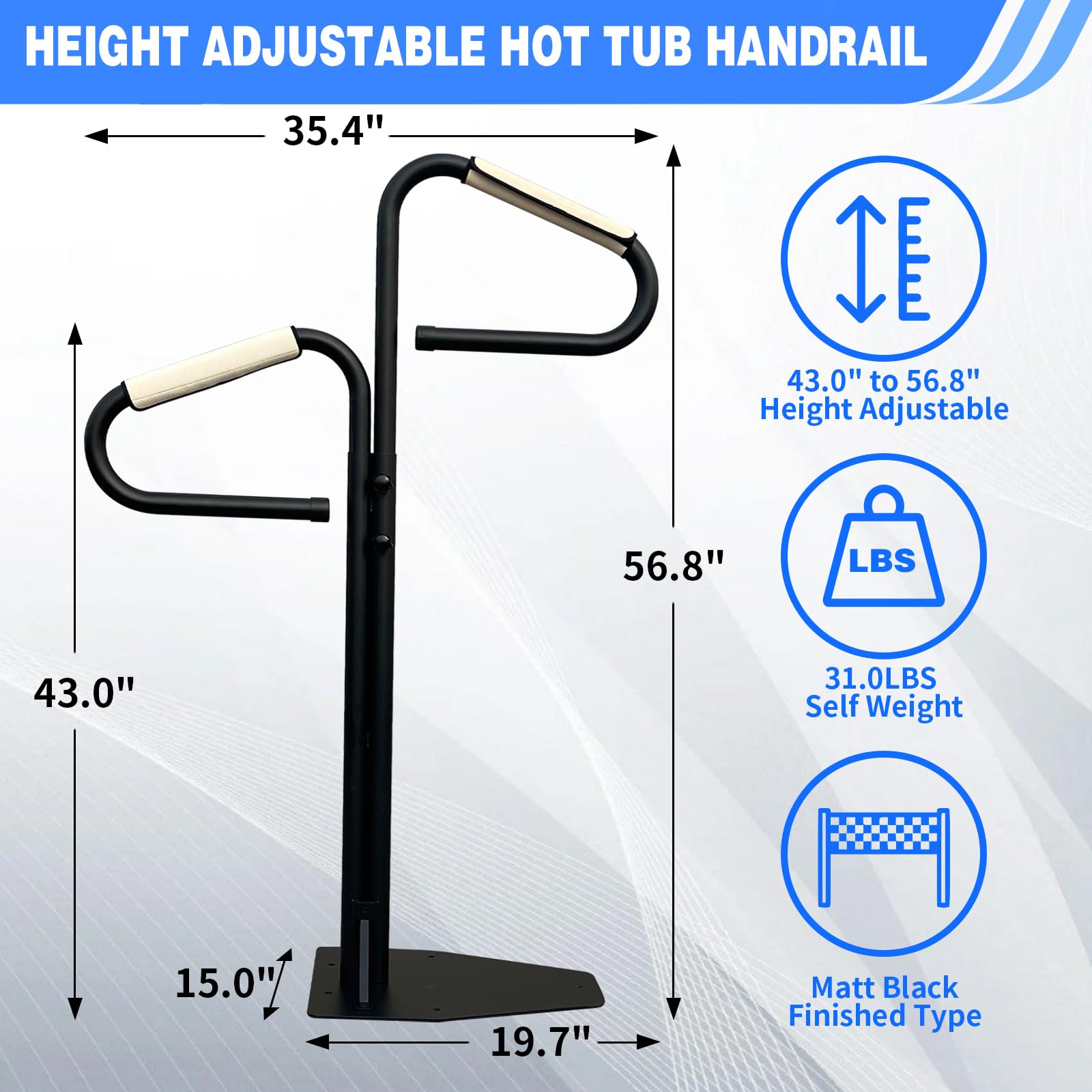 Snapklik.com : Two Way Hot Tub Handrail, 43"-57" Adjustable Under ...
