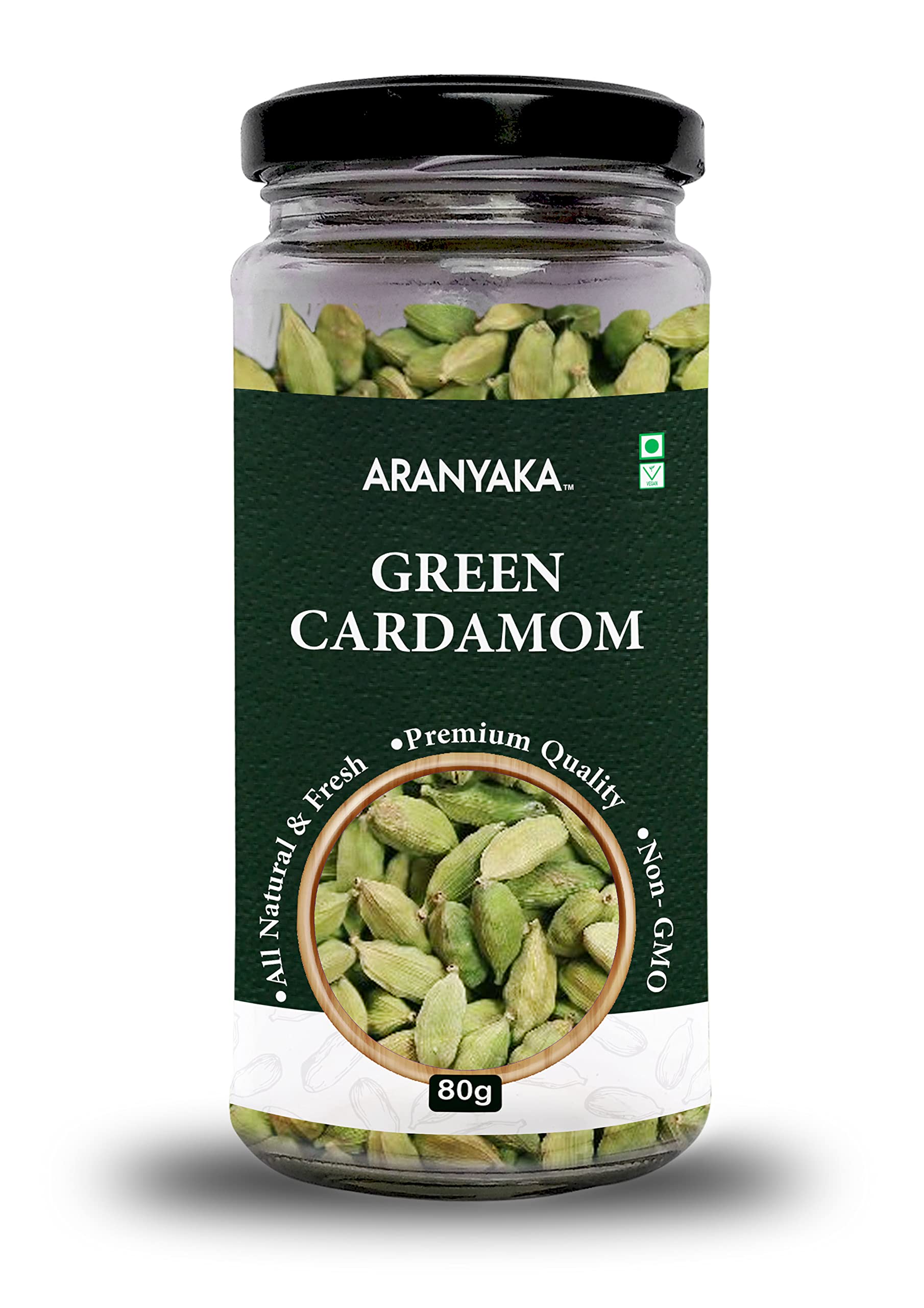 Aranyaka Kerala Fresh Whole Cardamom Green Big 8mm Bold, 80g,Single ...