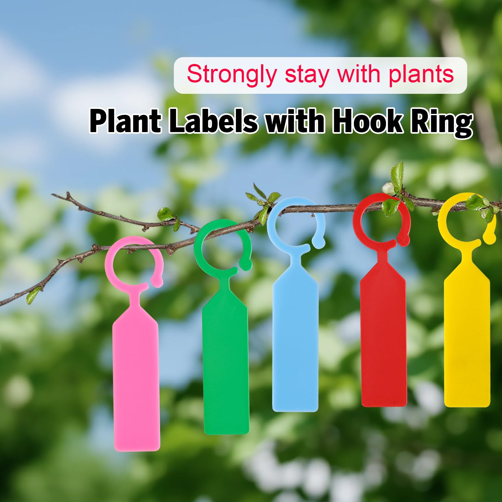 DIYASY Plant Labels with Ring, 100 Plant Tags with Permanent Marker Pen ...