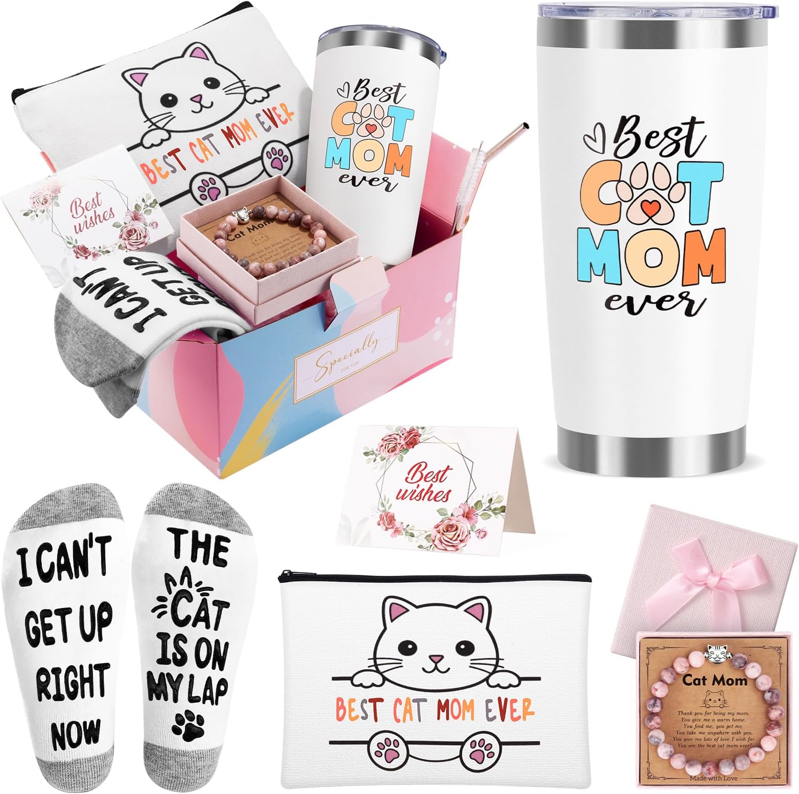 Amazon.com | Cefanty Cat Lover Gifts for Women - Cat Themed Gift Basket ...