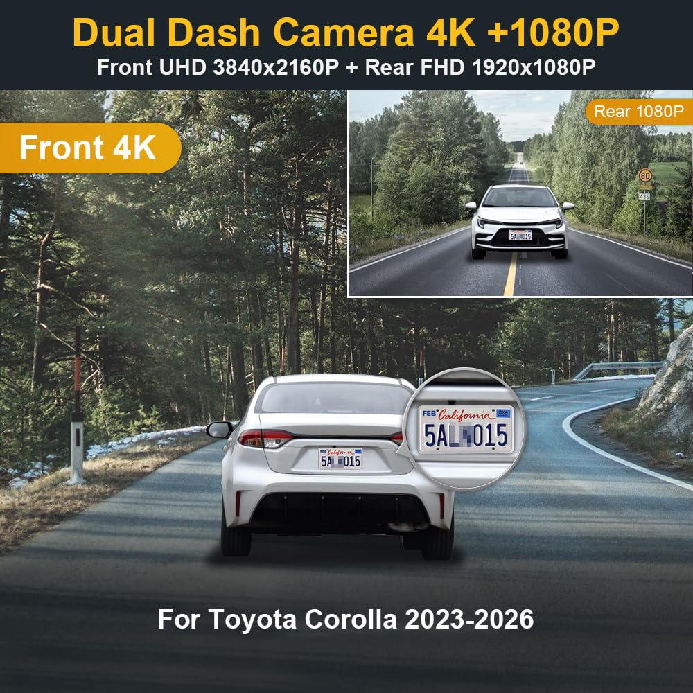 Snapklik.com : Fitcamx Front 4K+Rear 1080P Dash Cam Adapts For Toyota ...