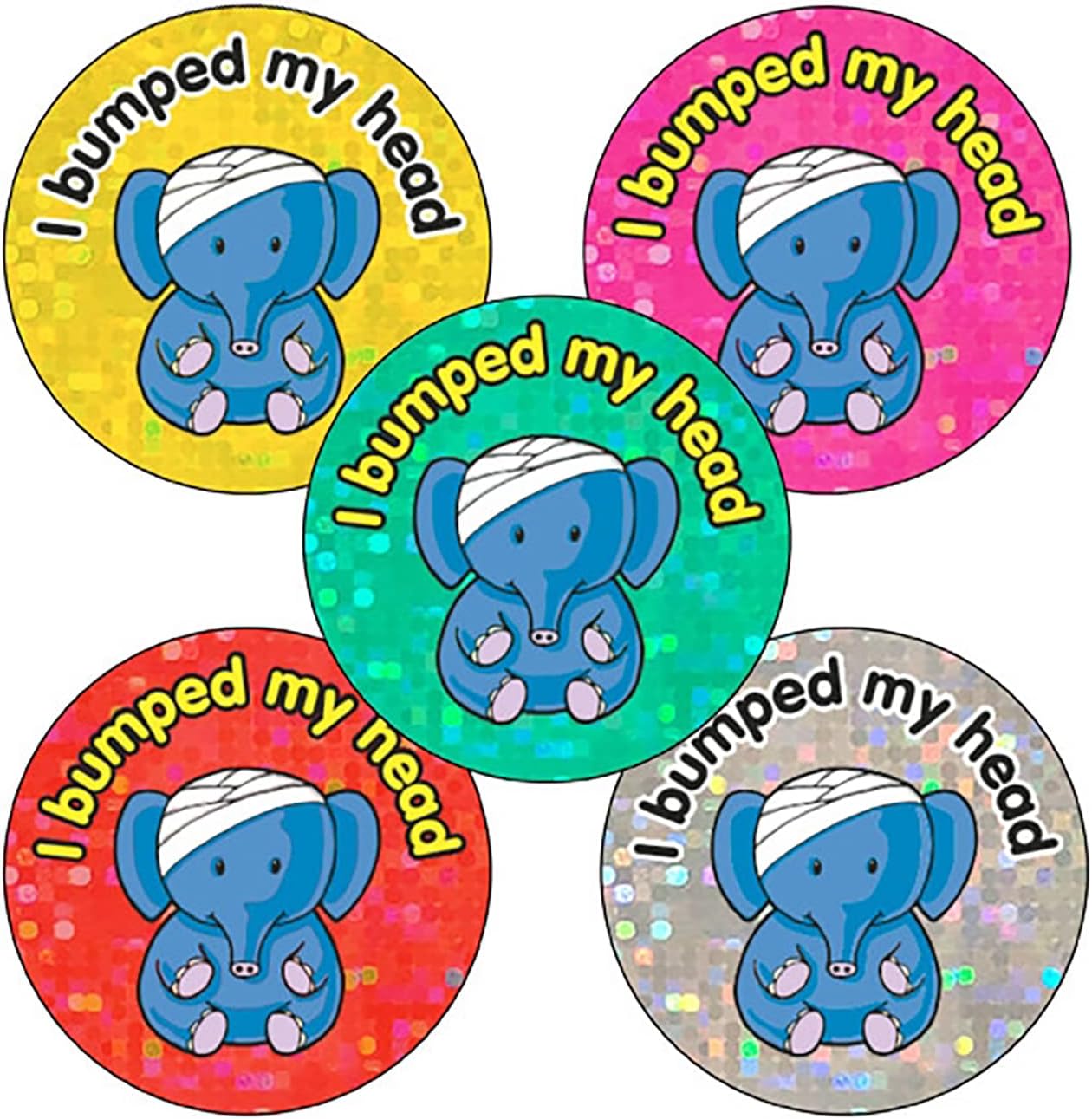 150 Holographic Sparkly I Bumped My Head First Aid Elephant Childrens ...