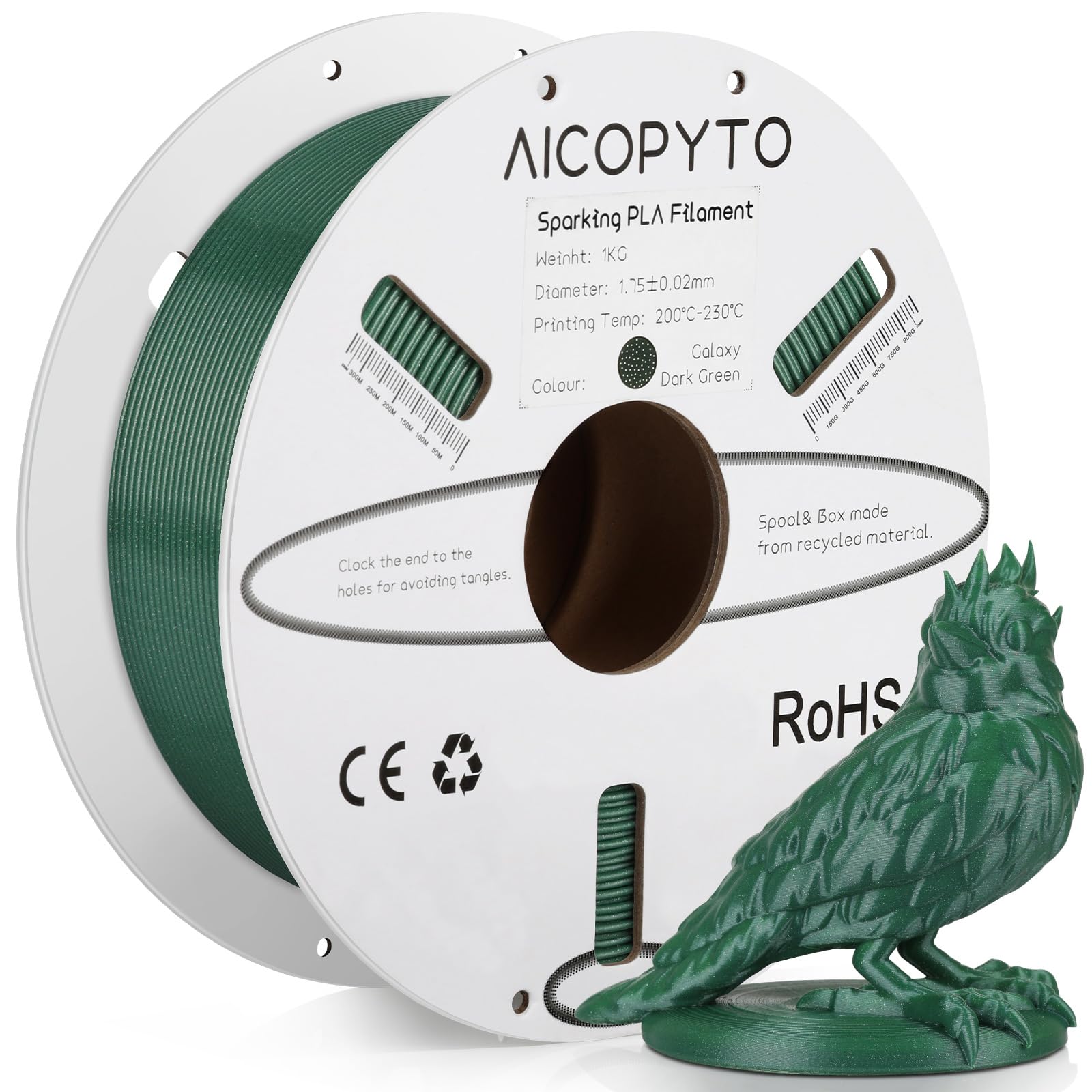 Amazon.com: AICOPYTO Sparkle Glitter PLA Filament 1.75mm, 3D Printer ...