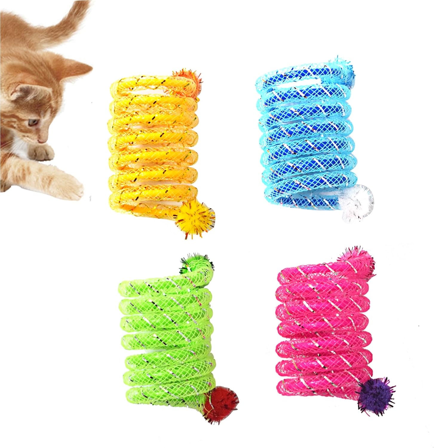 Amazon.com: IUHKBH Cat Springs - 4 PCS Colorful Interactive Cat Toy ...