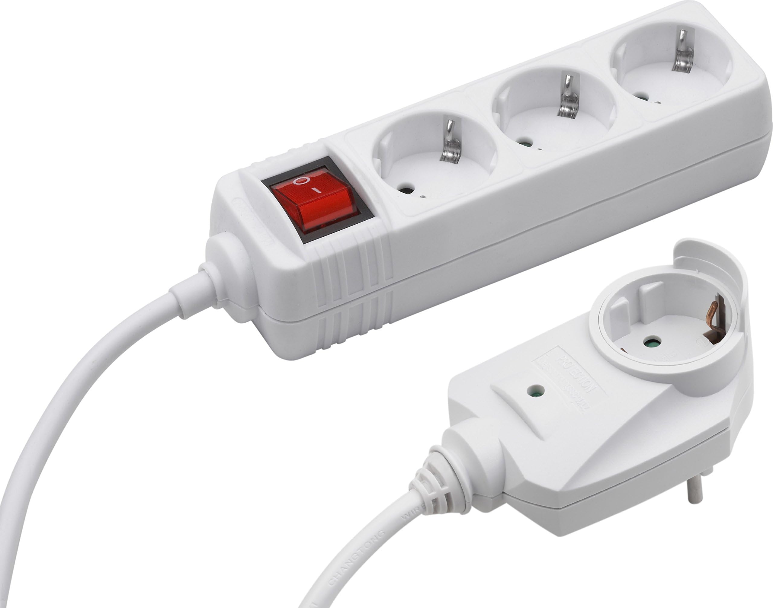 Meister Steckdosenleiste 3-fach, mit Zusatzstecker - 2 m Kabel - weiß ...
