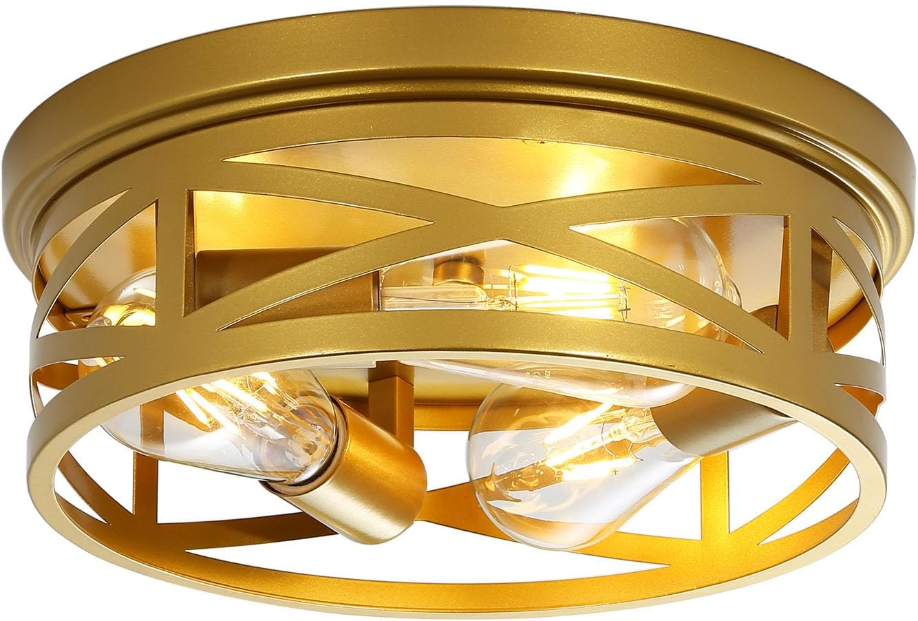 FILIMITIY 3-Light Flush Mount Ceiling Light Fixture,Gold Farmhouse ...