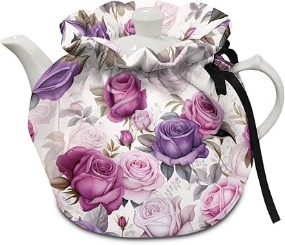 Amazon.com: CREAMIC Purple Rose Teapot Cover Keep Warm Teapot Cover ...