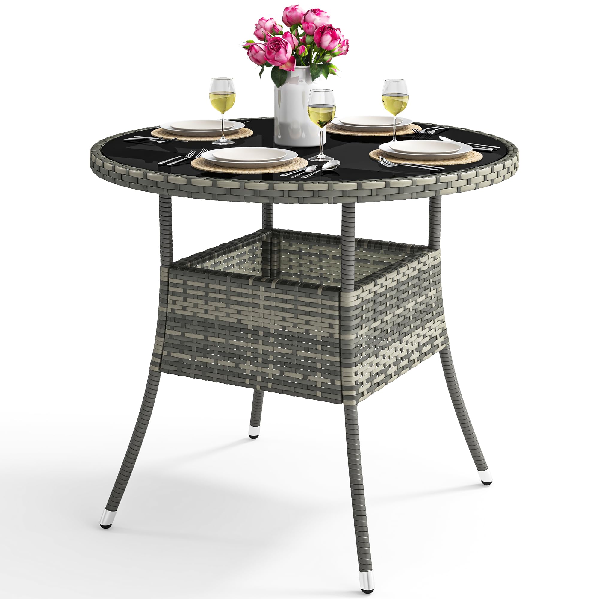 Amazon.com: YITAHOME 31.5" Patio Table for 4-Person, Outdoor Patio ...