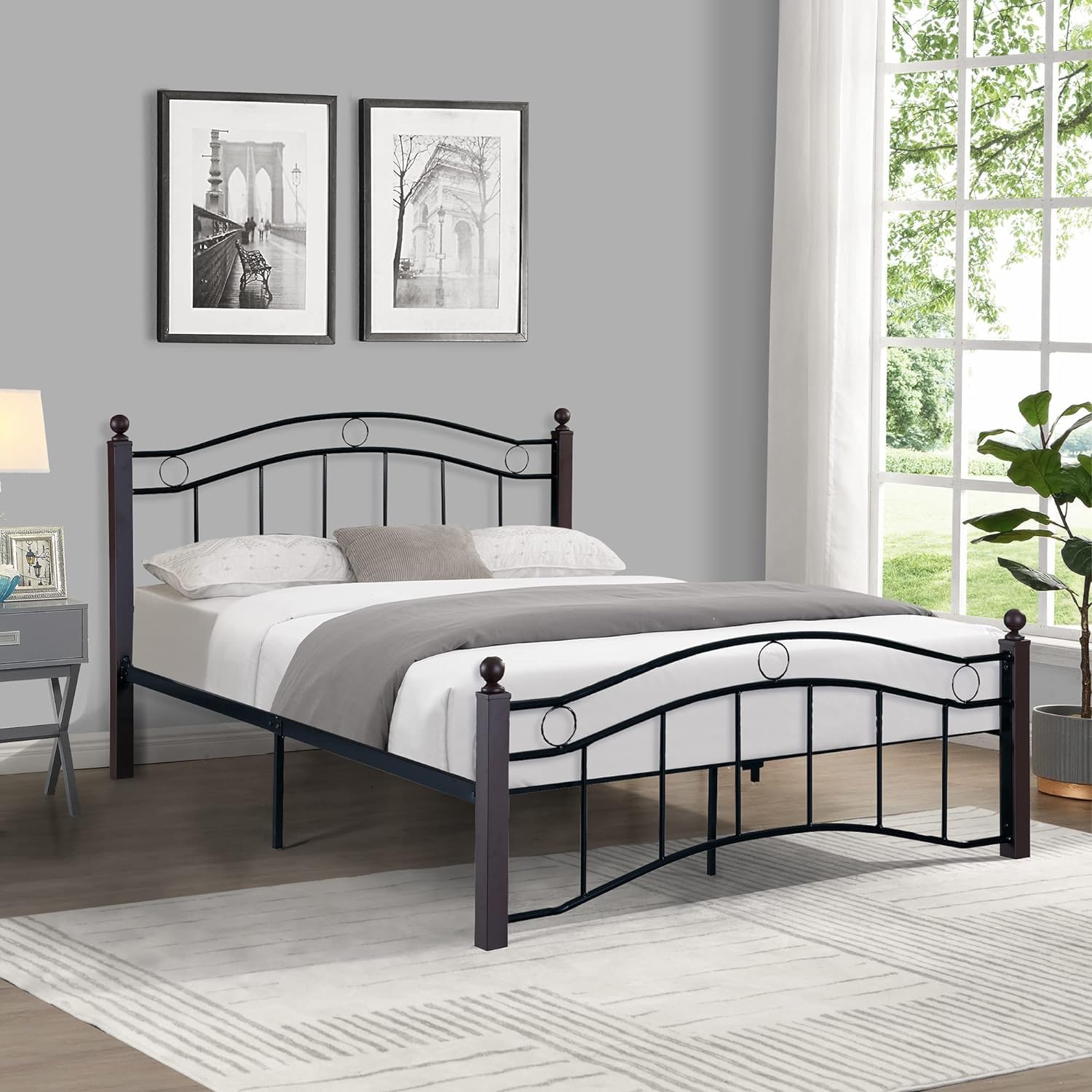 SIYA ART Iron Frame King Size Bed Without Storage for Bedroom Iron ...
