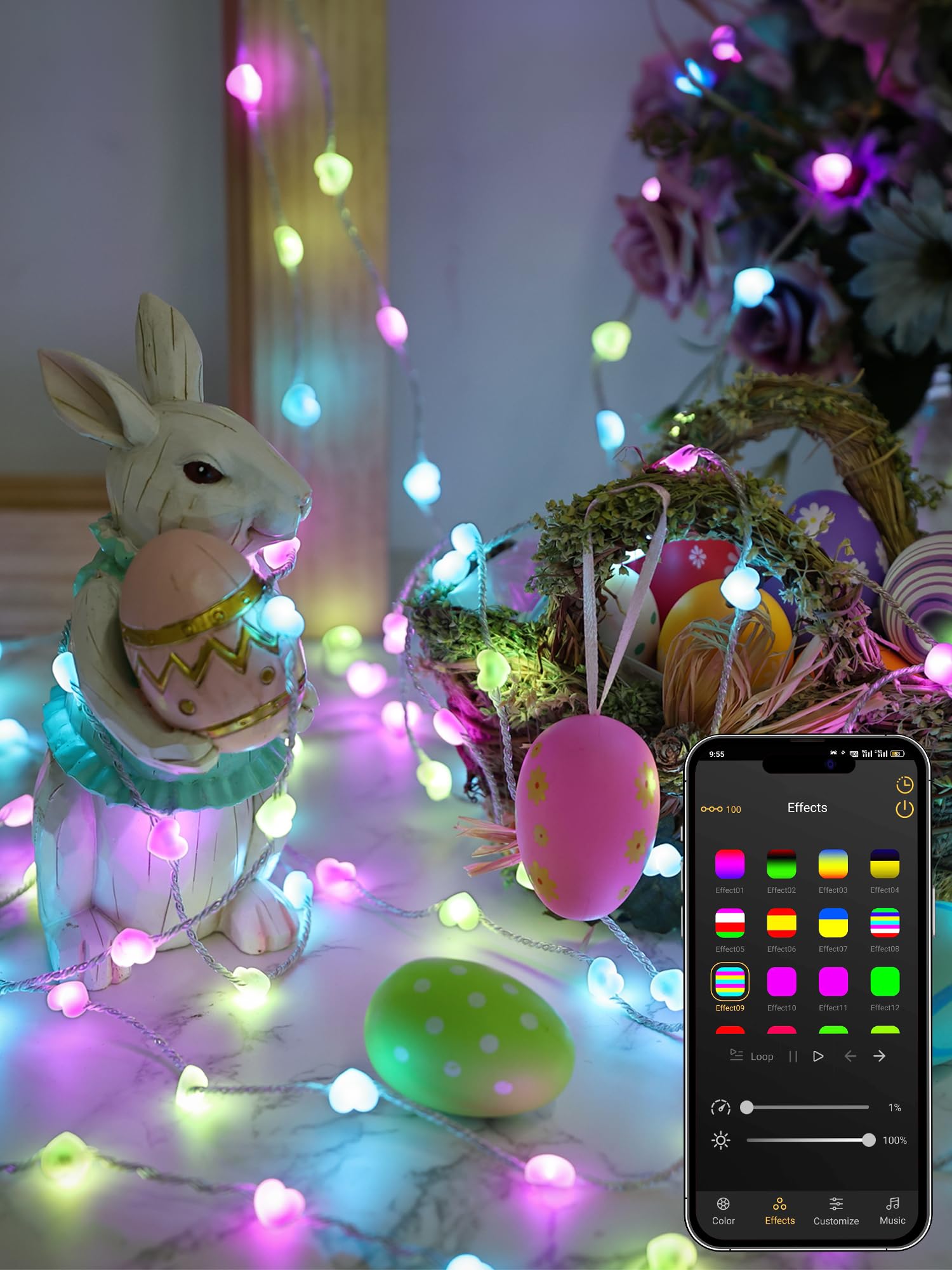 Snapklik.com : Brizled Smart Heart Lights, 100 LED RGB Color Changing ...