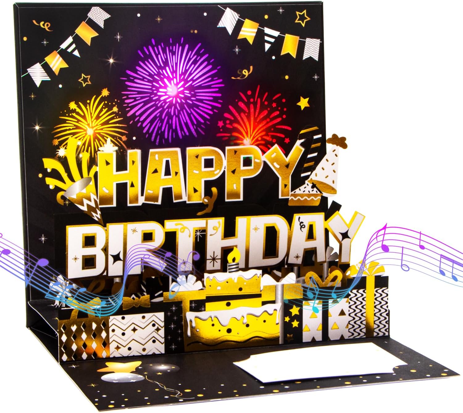 Ribbli Birthday Card, Light and Musical Birthday Cards, Fireworks Pop ...