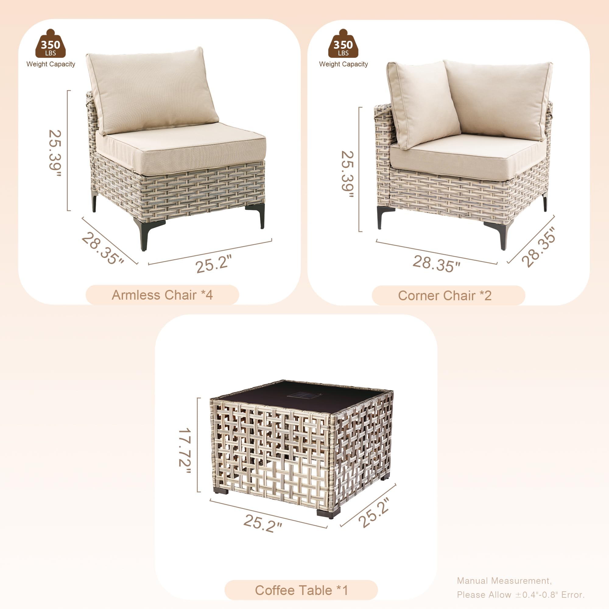 Wicker Patio Furniture Set,Outdoor Rattan Modular Sectional Sofa ...