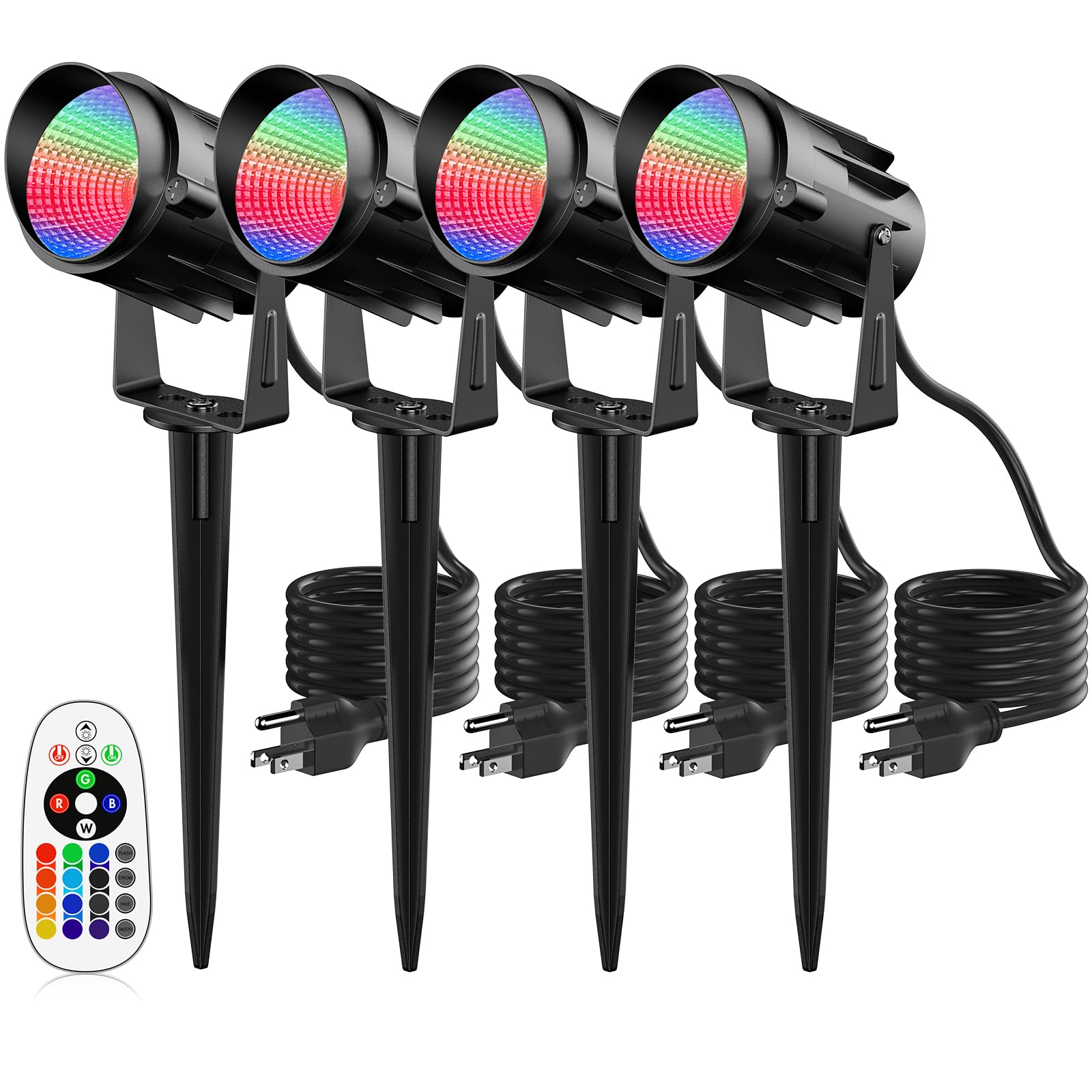 JIAQIYAN RGB Spotlight Outdoor 12W Color Changing Landscape Lighting ...