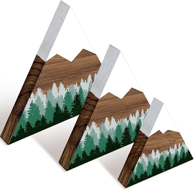 Amazon.com: Maitys 3 Pcs 3 Size Mountain Shelf Decor Mountain Wooden ...