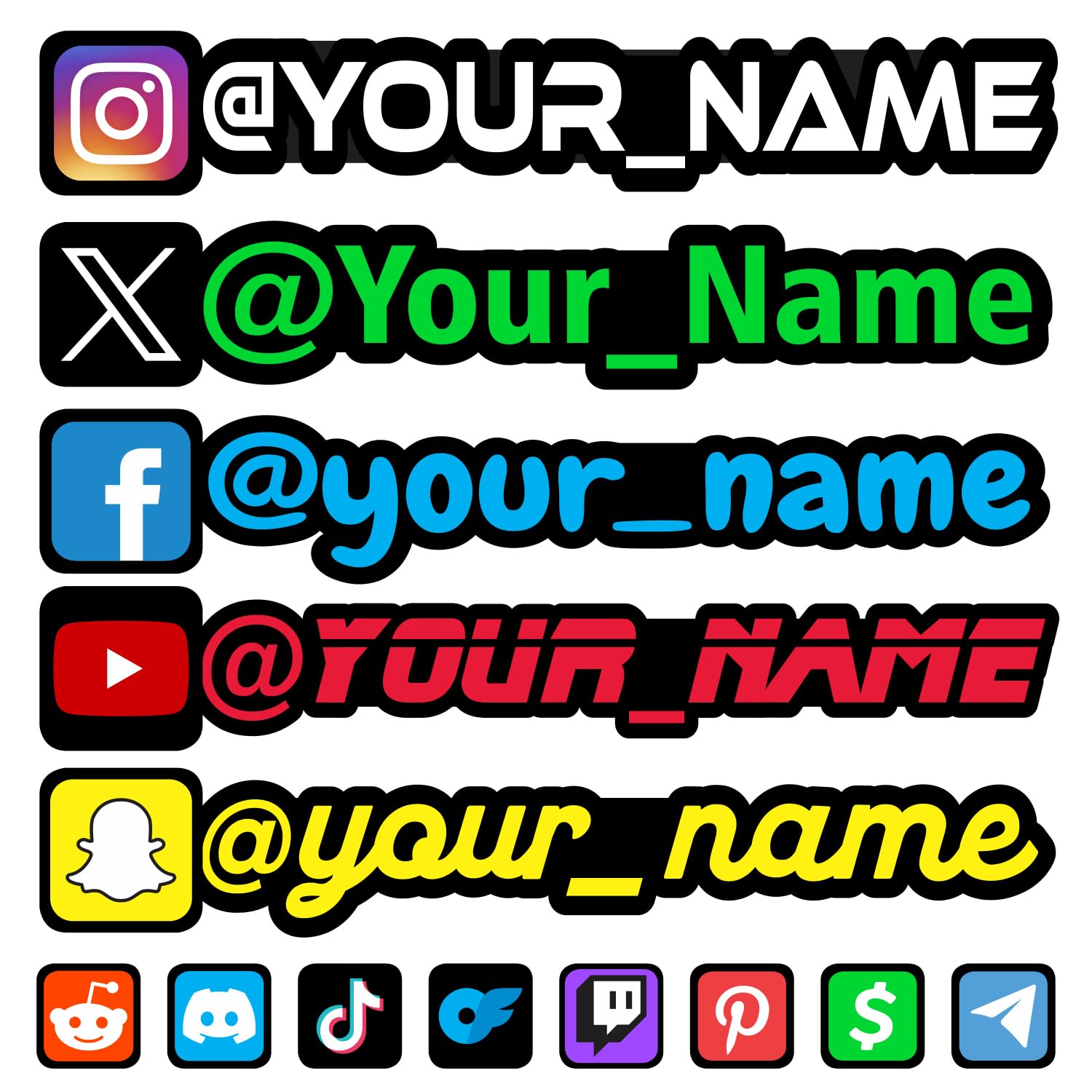 Amazon.com - Custom Social Media Decal - Personalized Vinyl Name Decal ...