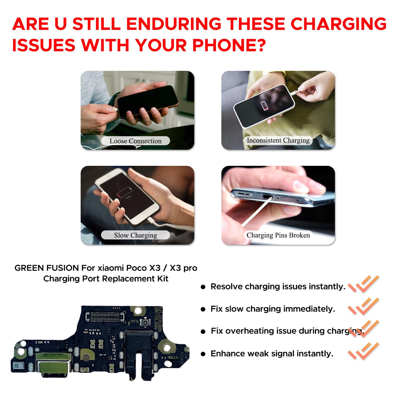 Snapklik.com : Charging Port Replacement Kit Compatible