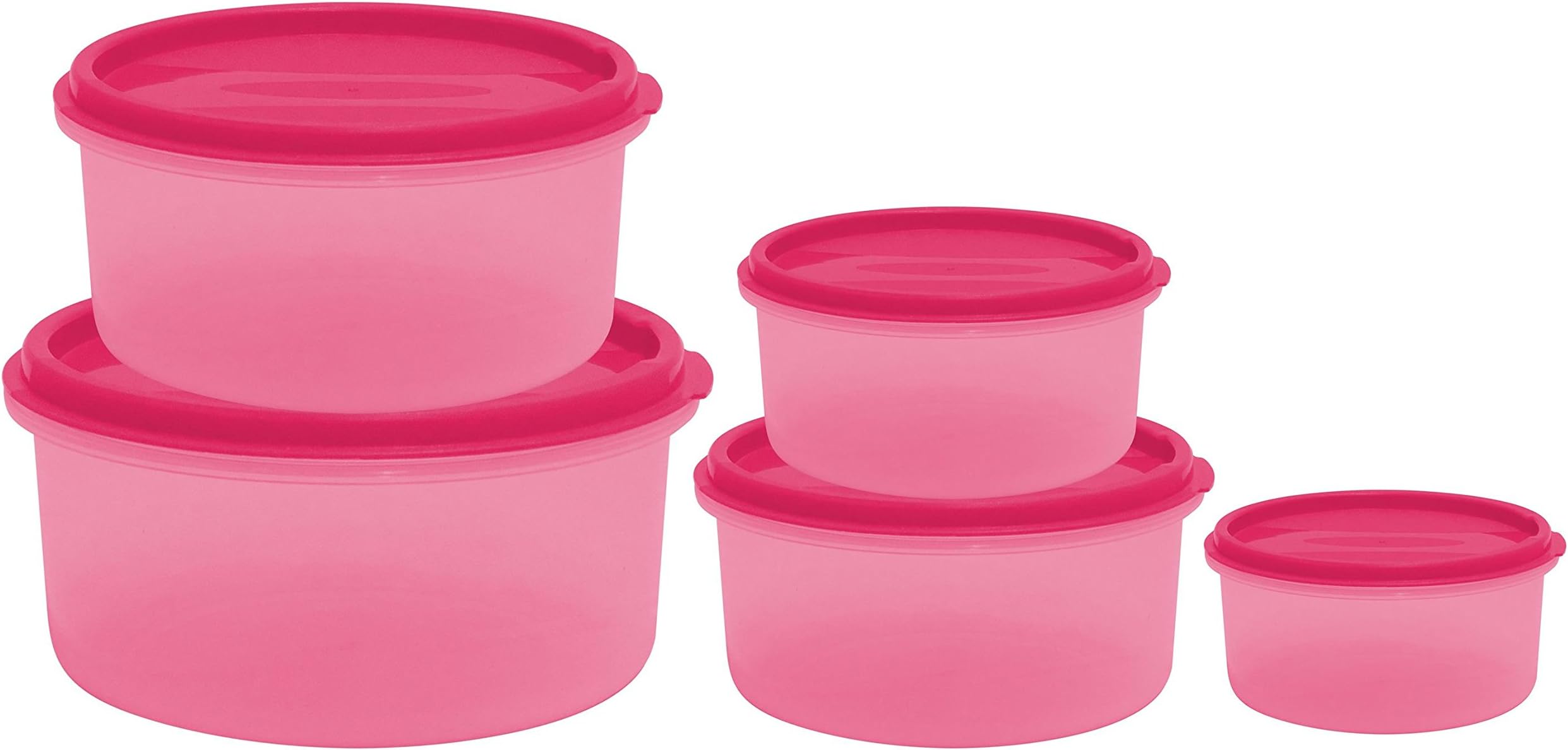Buy Princeware - 5645-5 SF Round Plastic Container Set, 5-Pieces, Pink ...