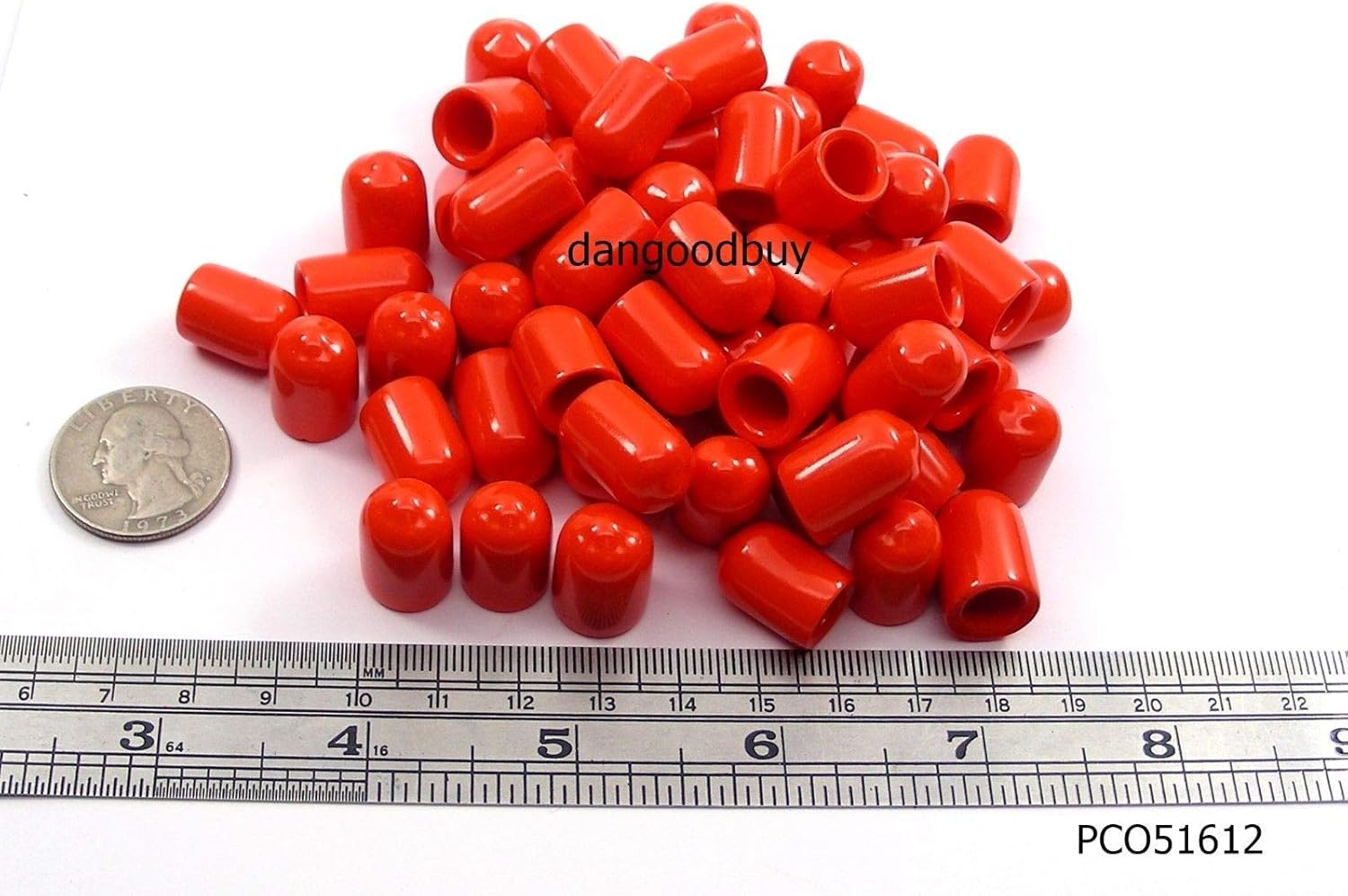 50 Orange Push-On Pliable Vinyl Caps Plastic Tips End Caps 5/16'' Diam ...