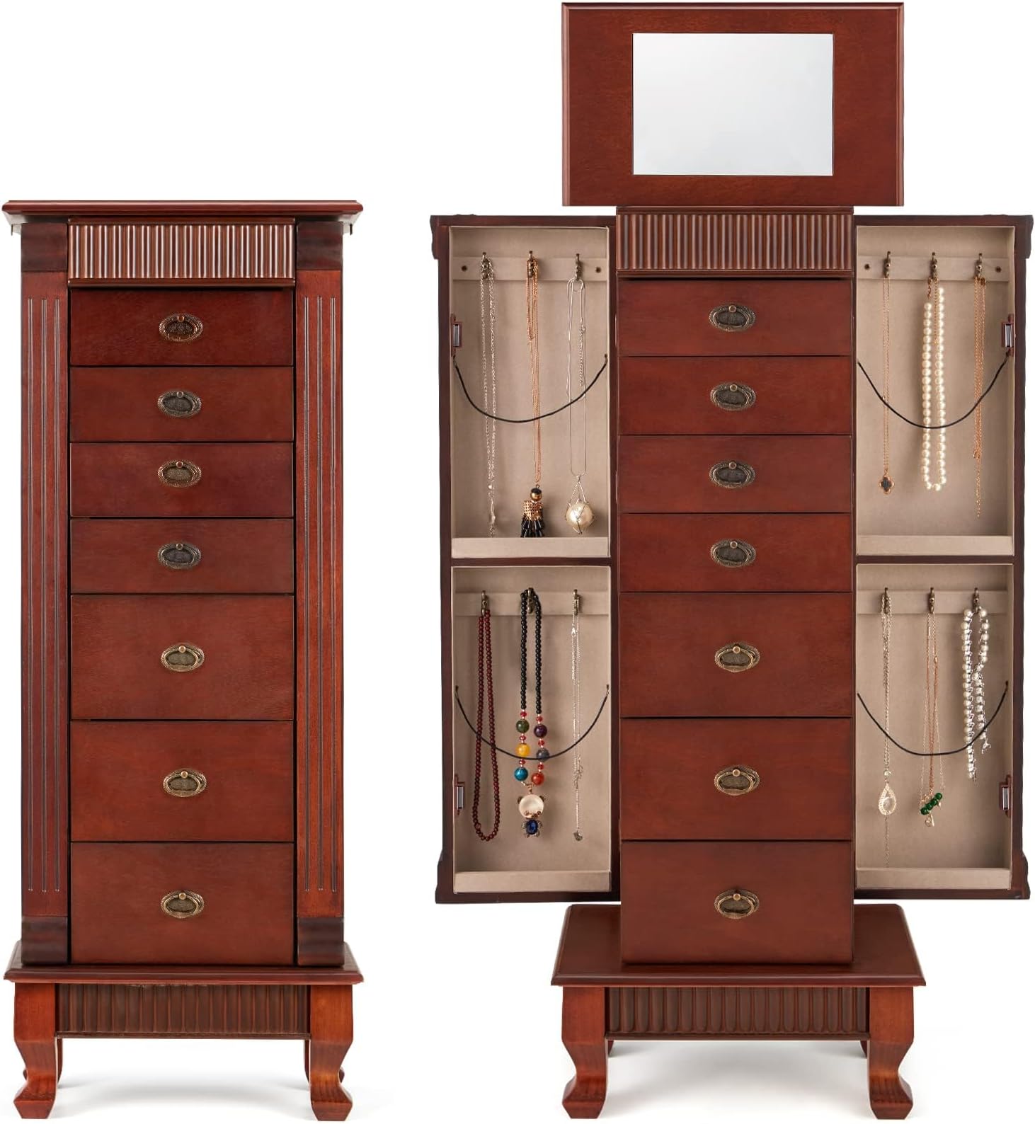 Amazon.com: Vasitelan Large Standing Jewelry Armoire Cabinet Chest with ...