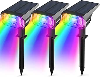 Color Changing Solar Lights Outdoor Spotlights with 9 Light Modes ...