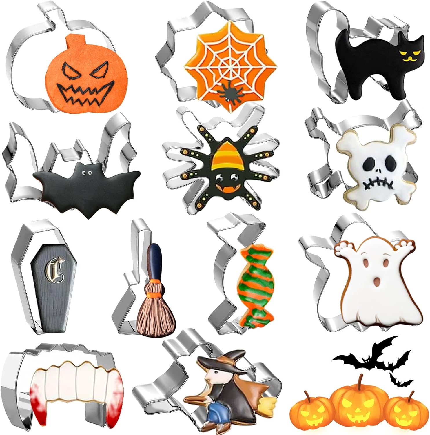 Amazon.com: Halloween Cookie Cutters, 12 pieces Cookie Cutters Shape ...