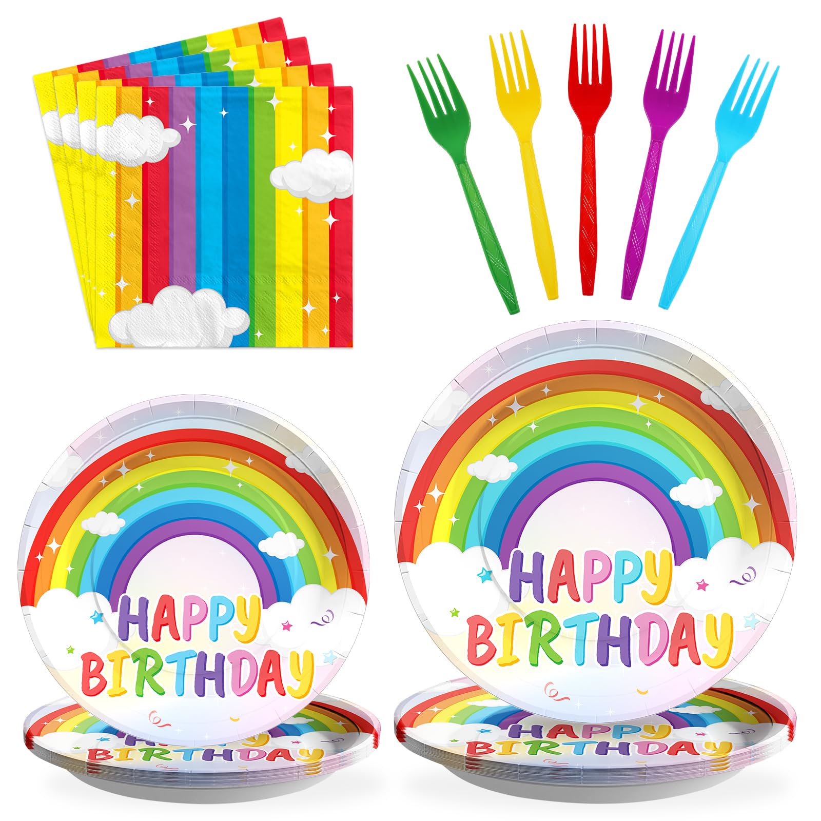 Amazon.com: 200 PCS Rainbow Party Supplies 350 GSM Rainbow Paper Plates ...
