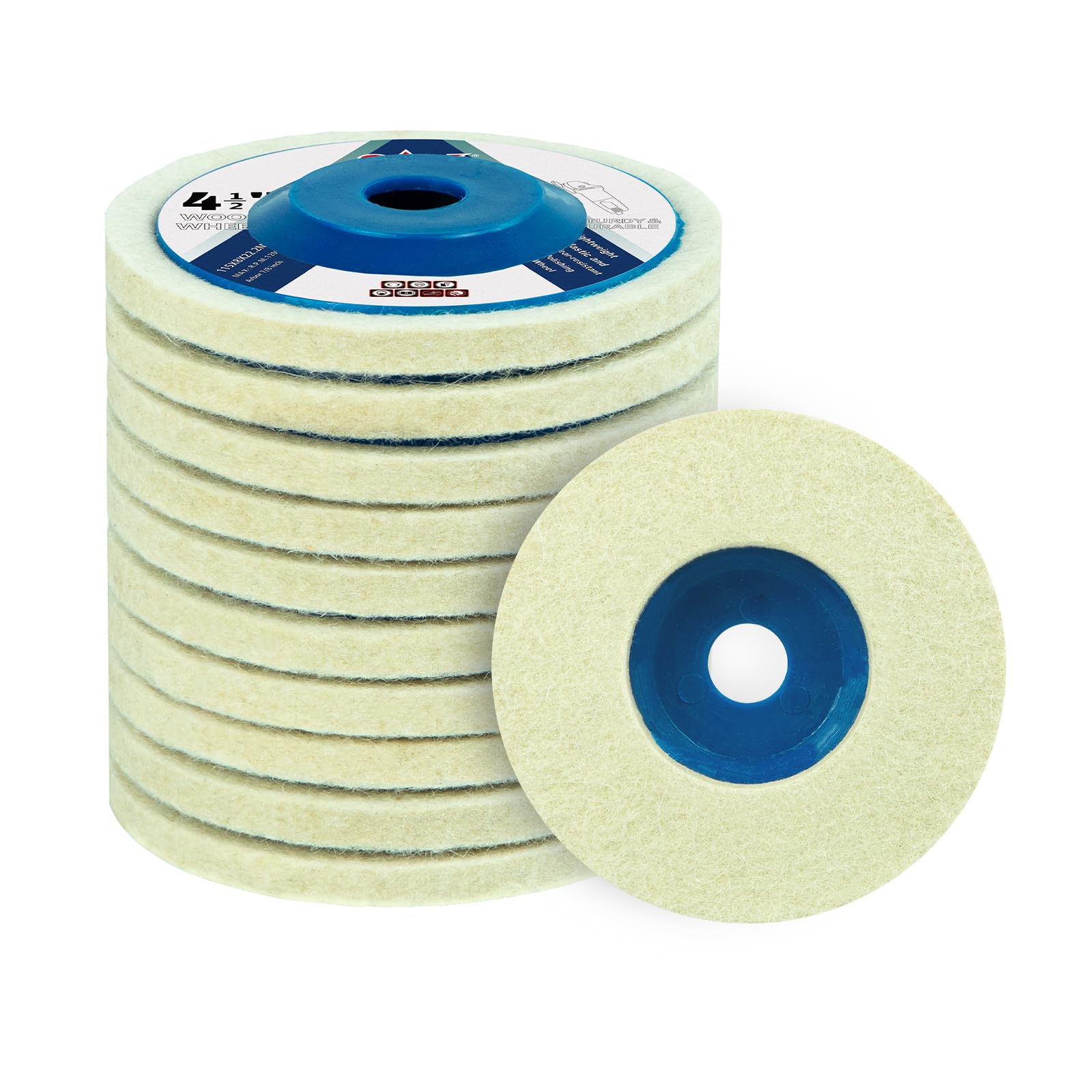 SALI 10 Pack 4.5 Inch Plastic Polishing Buffing Wool Discs Round Wool ...