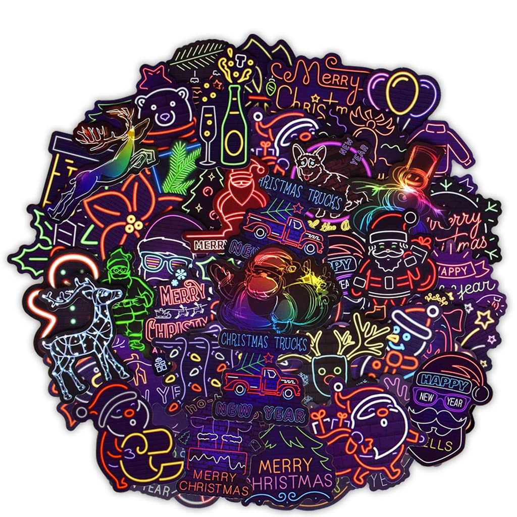 HASTHIP® 50 Sheet Neon Vinyl Sticker Christmas Sticker Christmas Neon ...