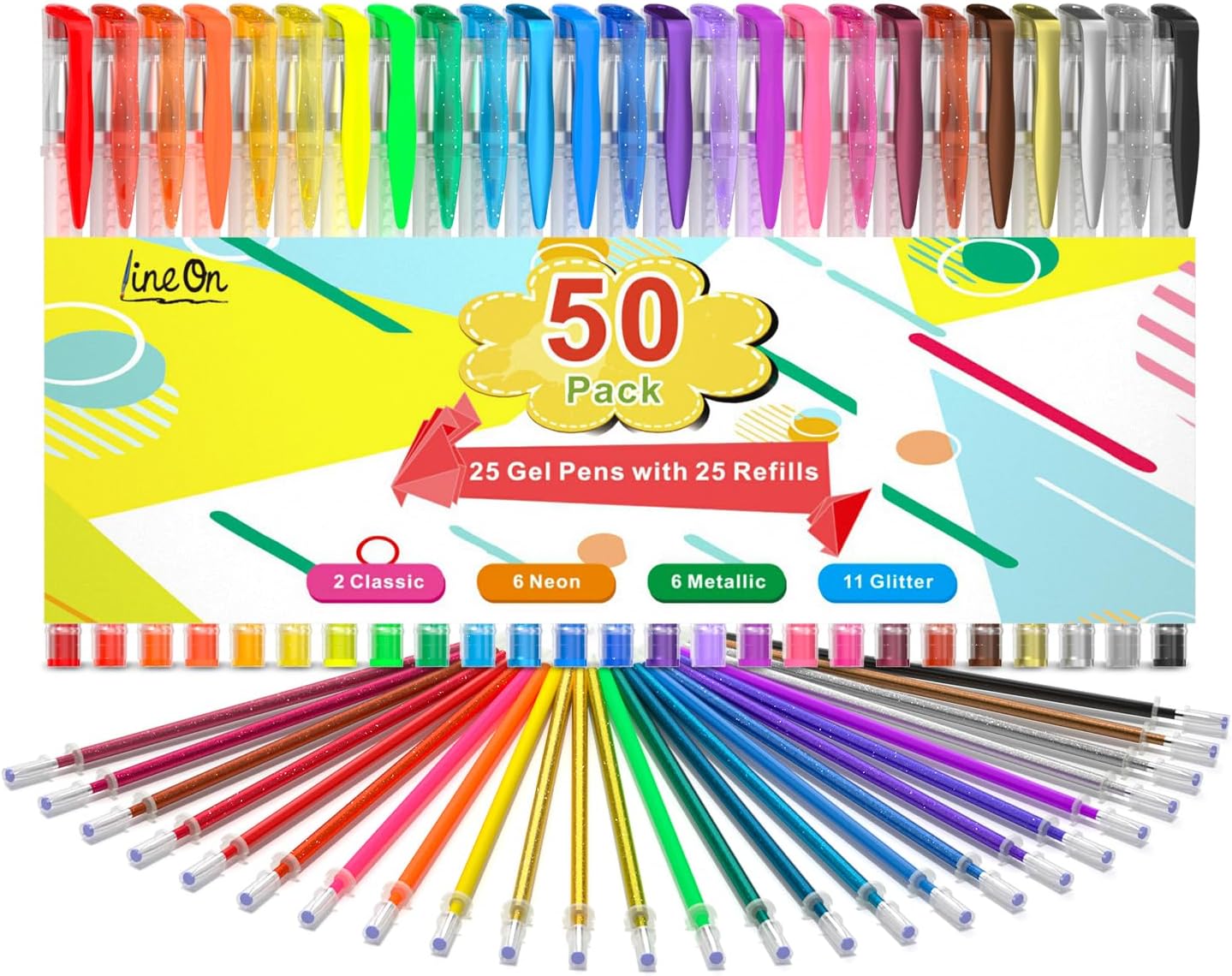 Amazon.com : LIULIUCAI 18 Pack Mixing of 3 Colors Rainbow Gel Pens ...