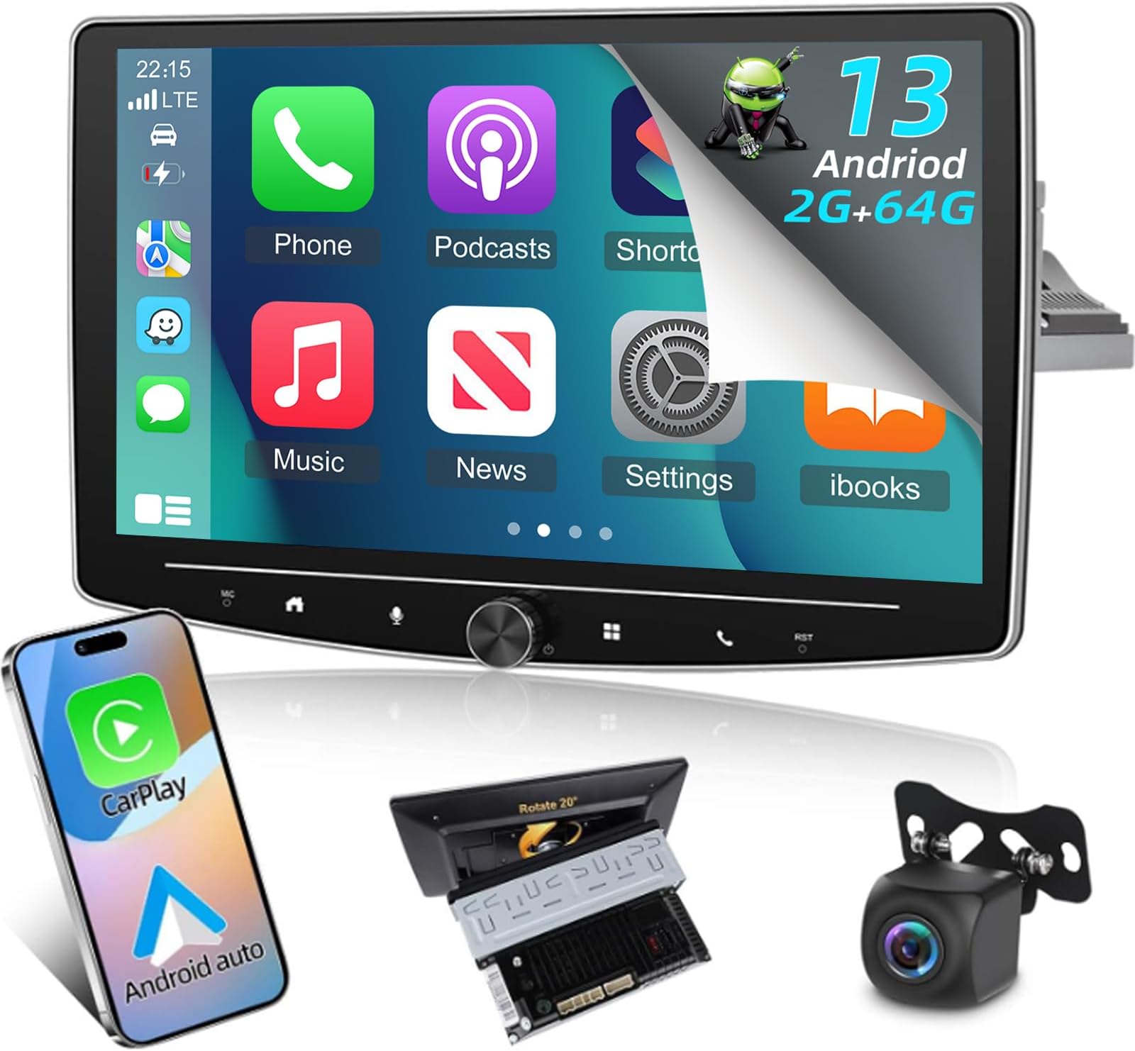 Amazon.com: EKAT [2+64G] 10 inch Single Din Android Car Stereo Support ...